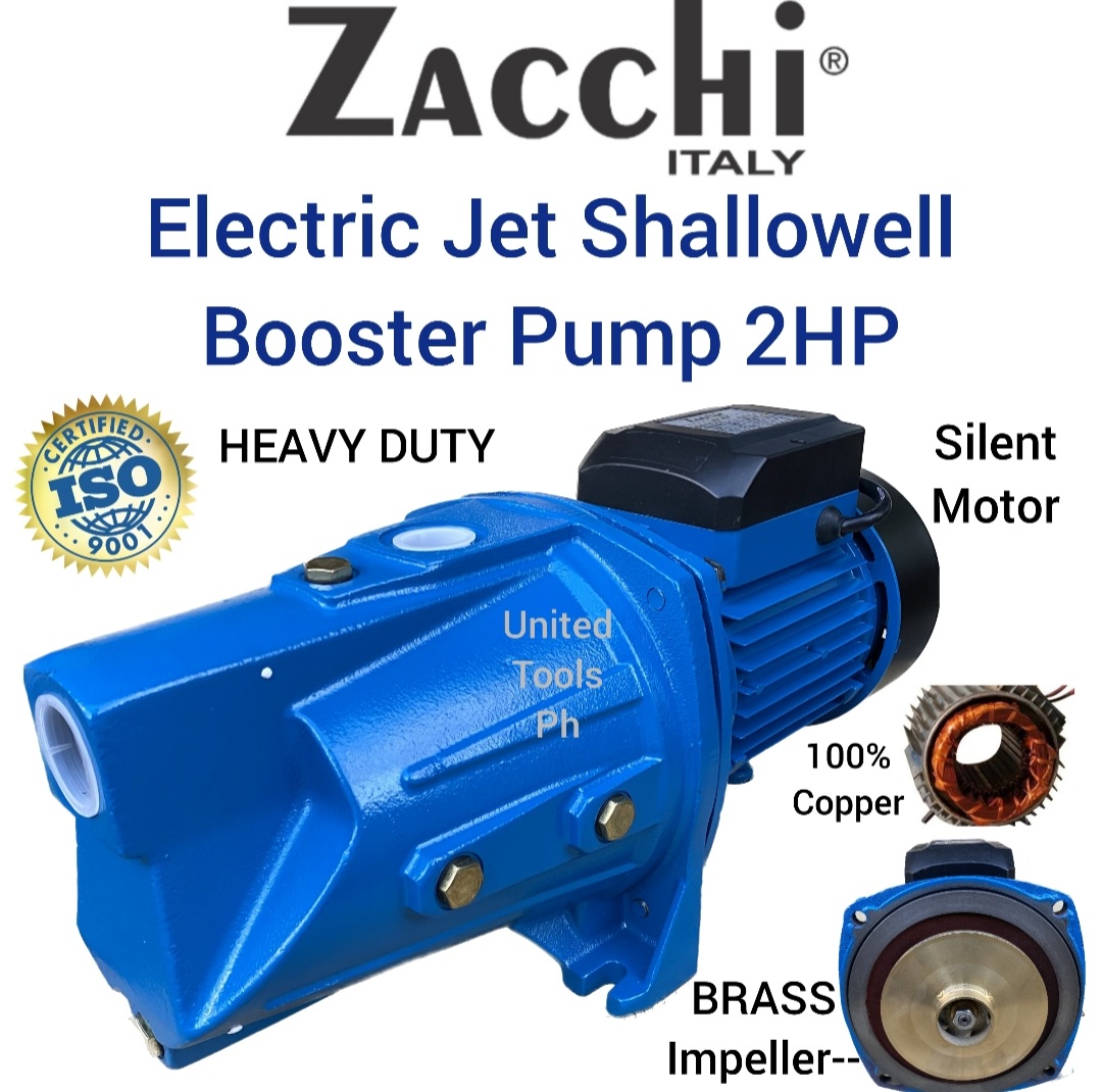 ZACCHI Electric Jet Shallowell Booster Pump 2HP Pure Copper Motor HEAVY ...