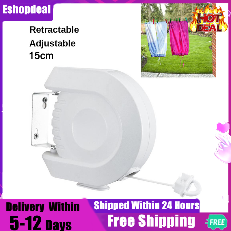 15m Retractable Clothesline Heavy Duty Portable Clothes Dryer with ...