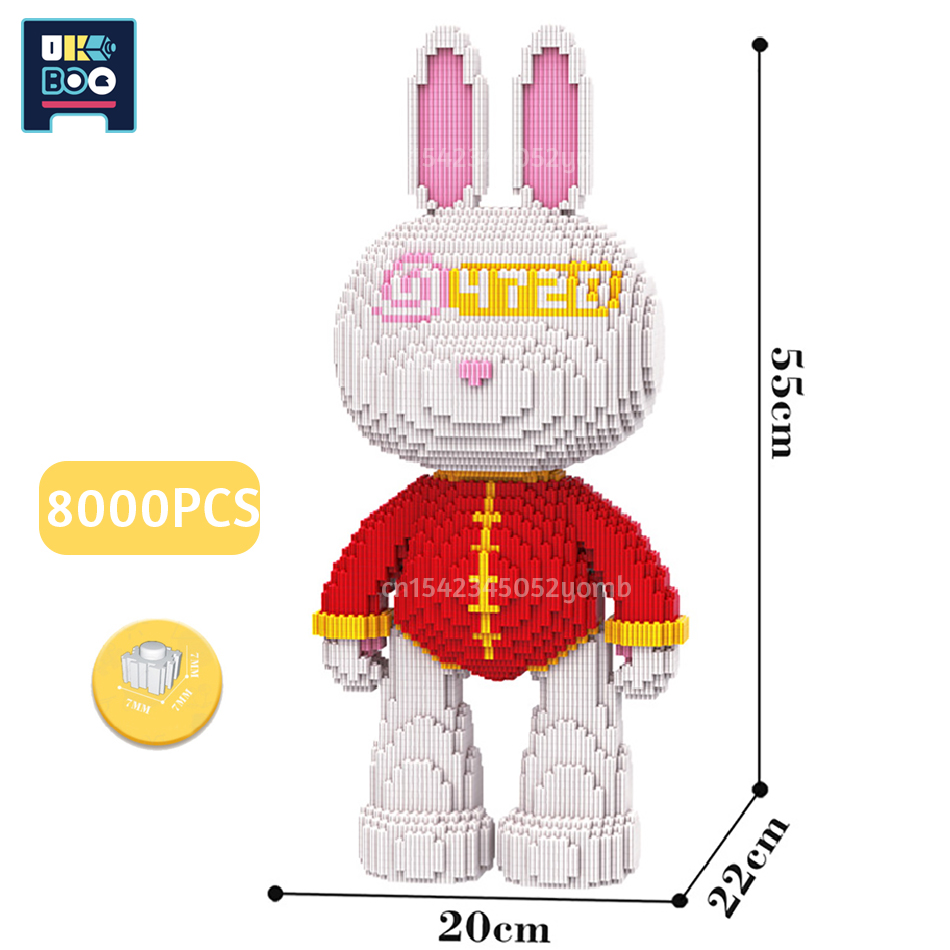 8000PCS Letter Pen Scribble Rabbit Bear Nano Building Blocks Cartoon ...