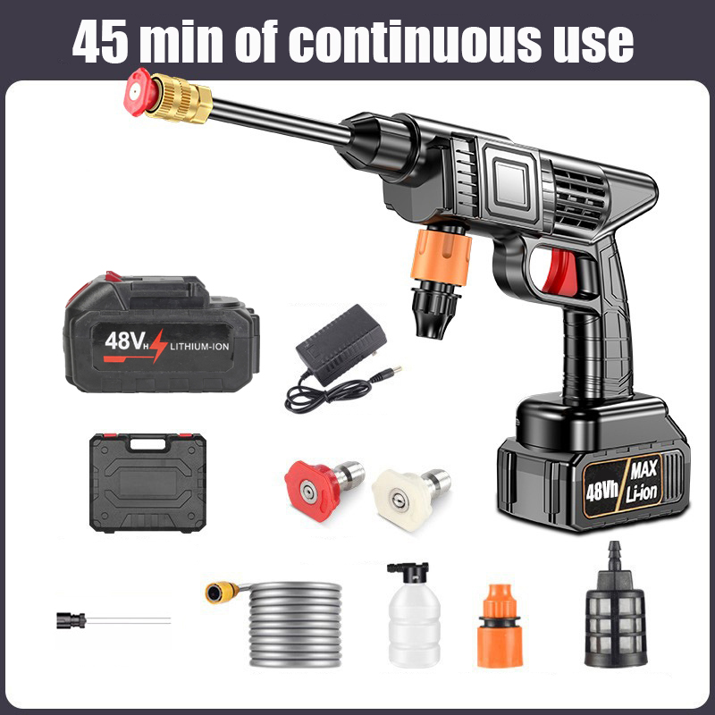48Vh Portable High Pressure Washer 30Bar Water Gun Household Lithium ...