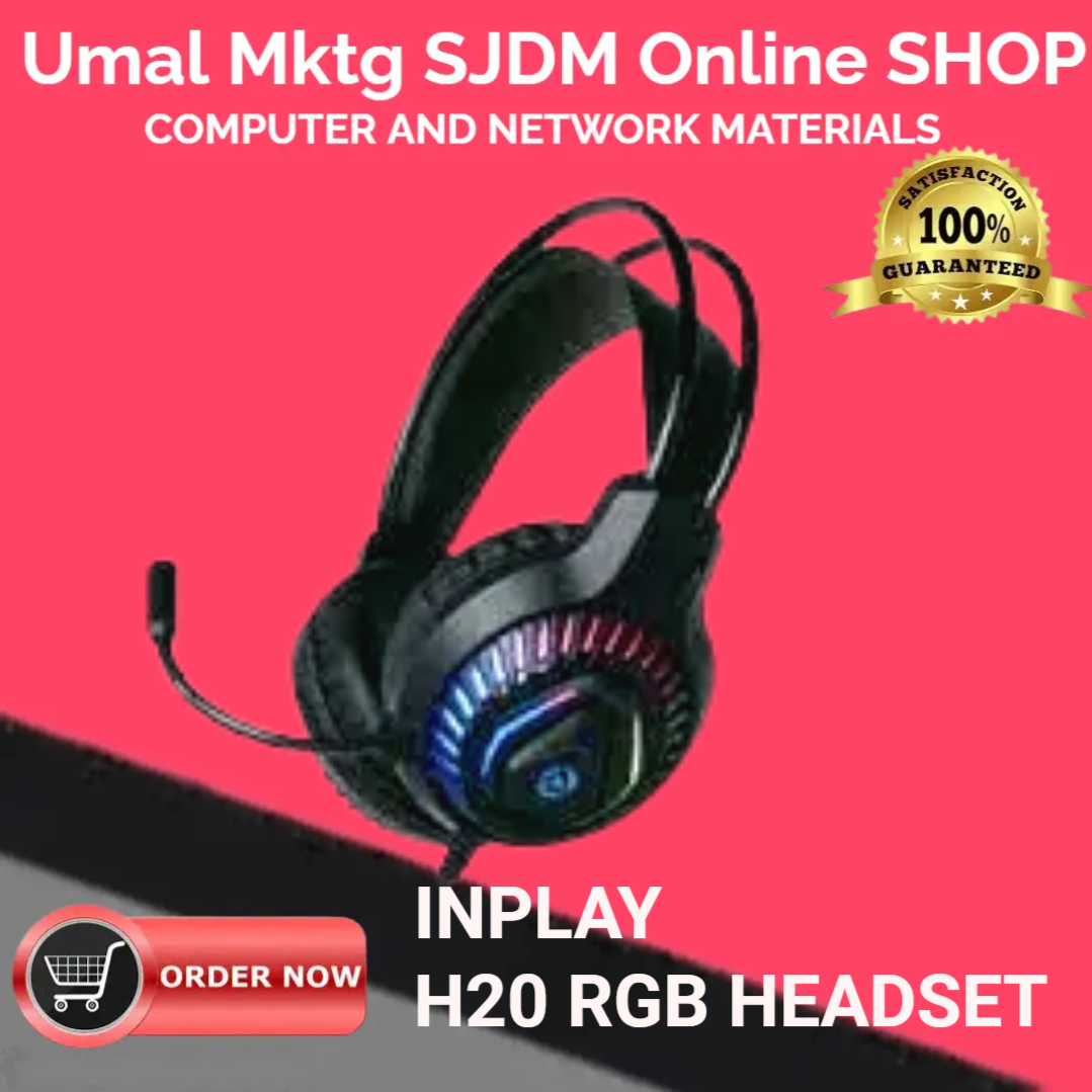 INPLAY H20 Gaming Headset RGB Light Noise Cancellation Wired Headphone ...
