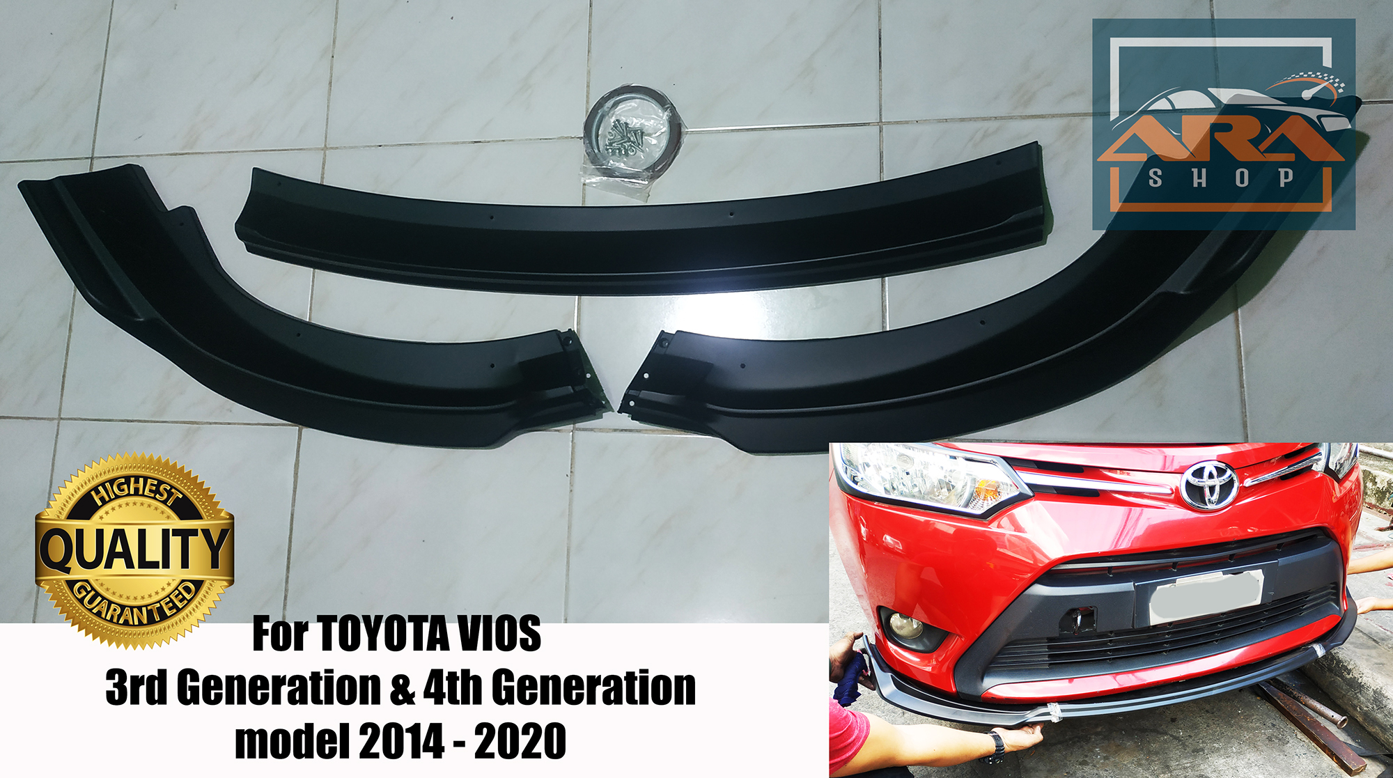 FRONT CHIN diffuser for Toyota Vios 2014 - 2021 (3rd Gen & 4th Gen ...