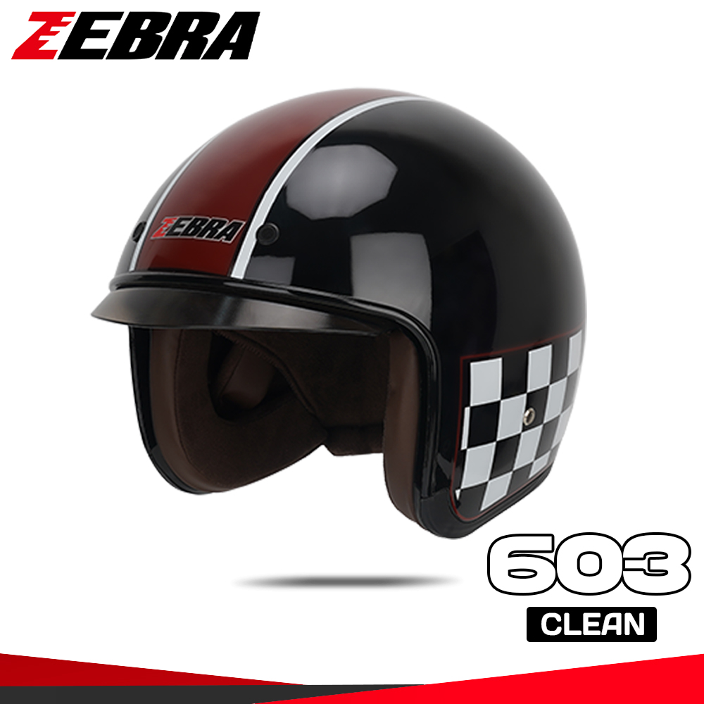 zebra 603 Retro classic Helmet Half Face Motorcycle Helmet Dual Visor ...