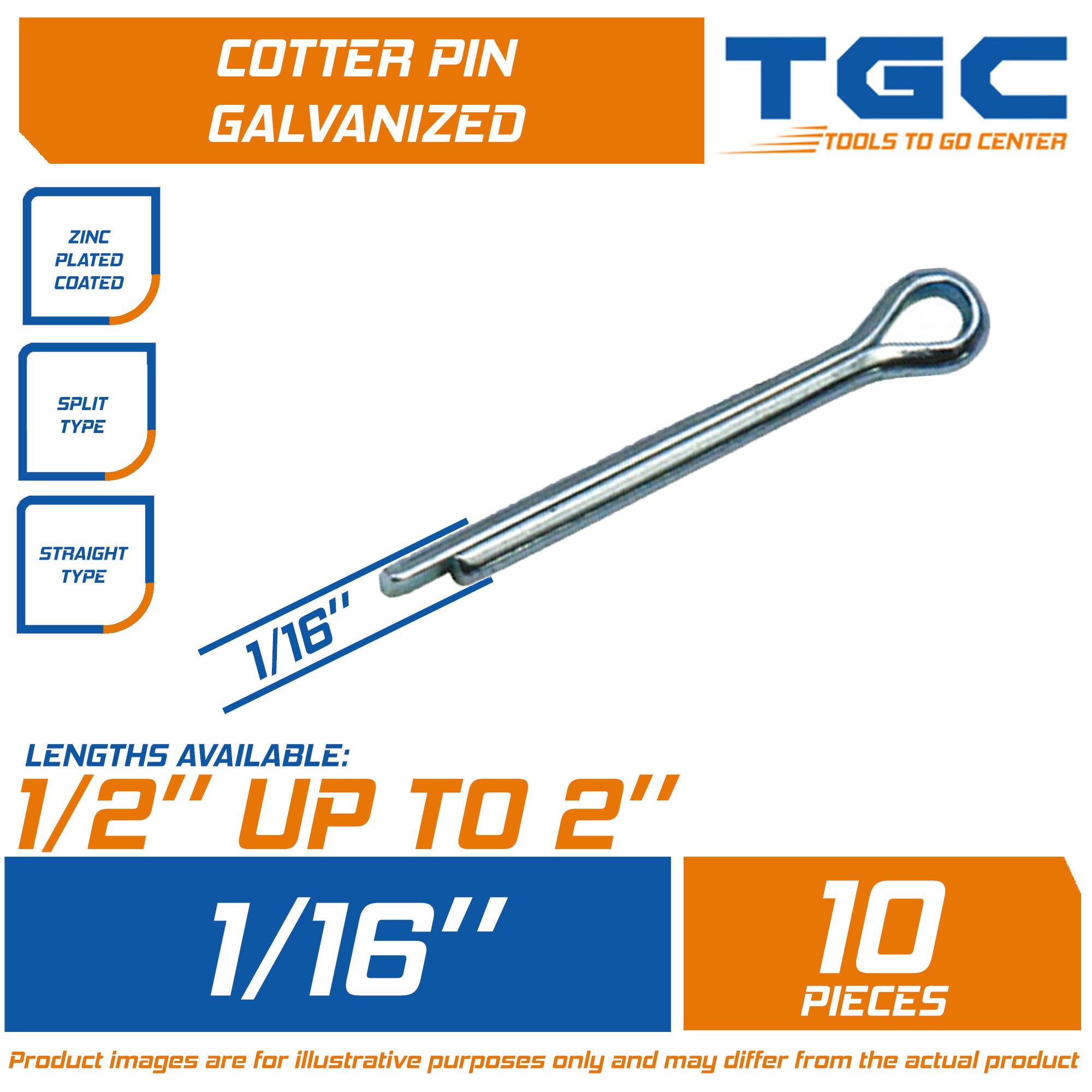 10 PCS Galvanized Cotter Pin 1/16 inches GI Split Pin | Lazada PH