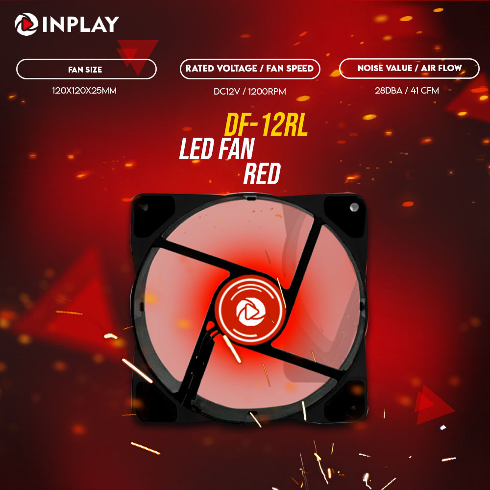 INPLAY DF-12RL 120mm LED fan BLUE OR RED for PC Case Desktop MOLEX TYPE ...