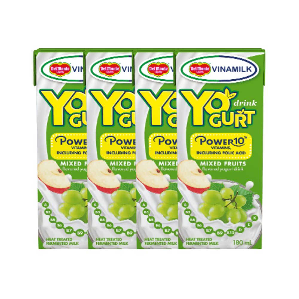 Del Monte Vinamilk YoGurt Mixed Fruits Drinkable Yogurt 180ml - Pack of ...