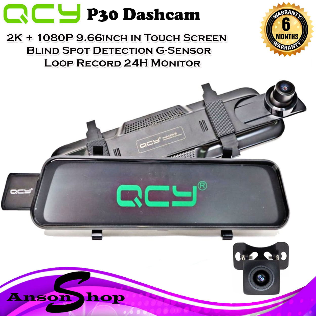 QCY P30 9.66" INTELLEGENT CAR DASH CAMERA | Lazada PH