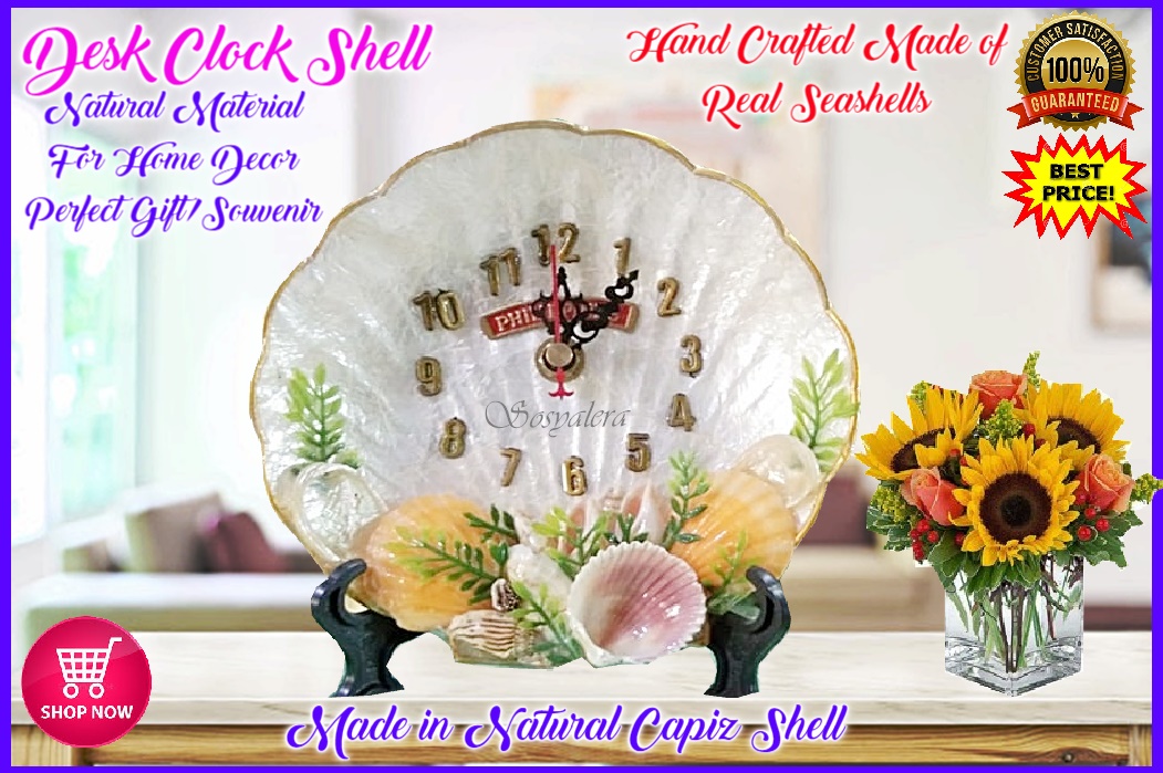 Sosyalera Desk Clock Capiz Shell/Shell Clock/Clock/Orasan/Desk Clock ...