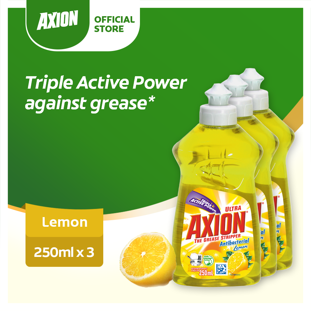 Axion Lemon Antibacterial Dishwashing Liquid with Triple Active Power ...