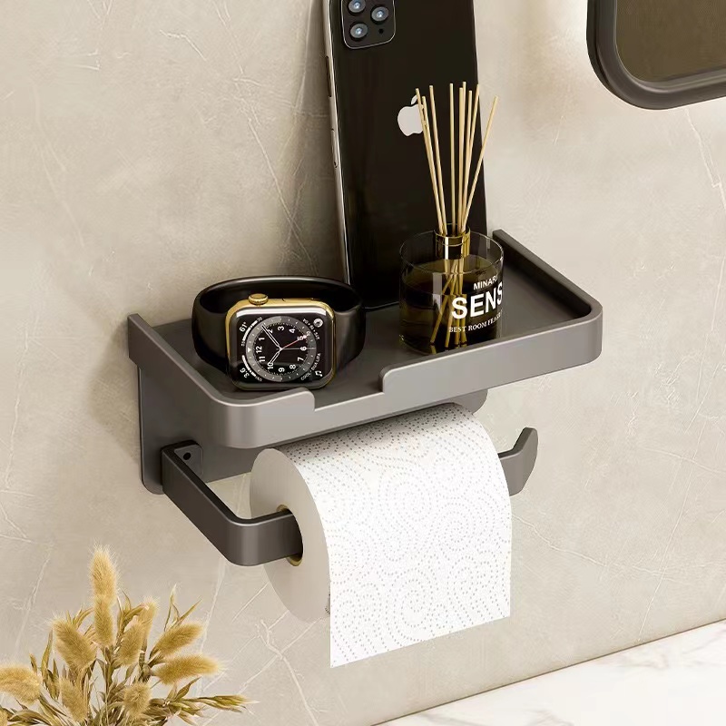 Wall Mount Bathroom Toilet Paper Rolls Holder Tissue Shelf Organizer ...