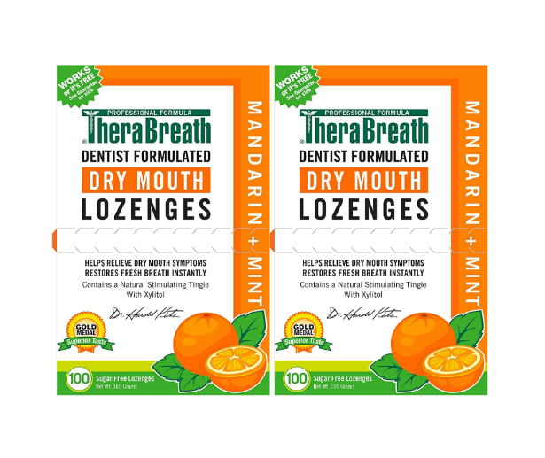 TheraBreath – Dry Mouth Lozenges – Mandarin Mint Flavor – Soothes Dry ...