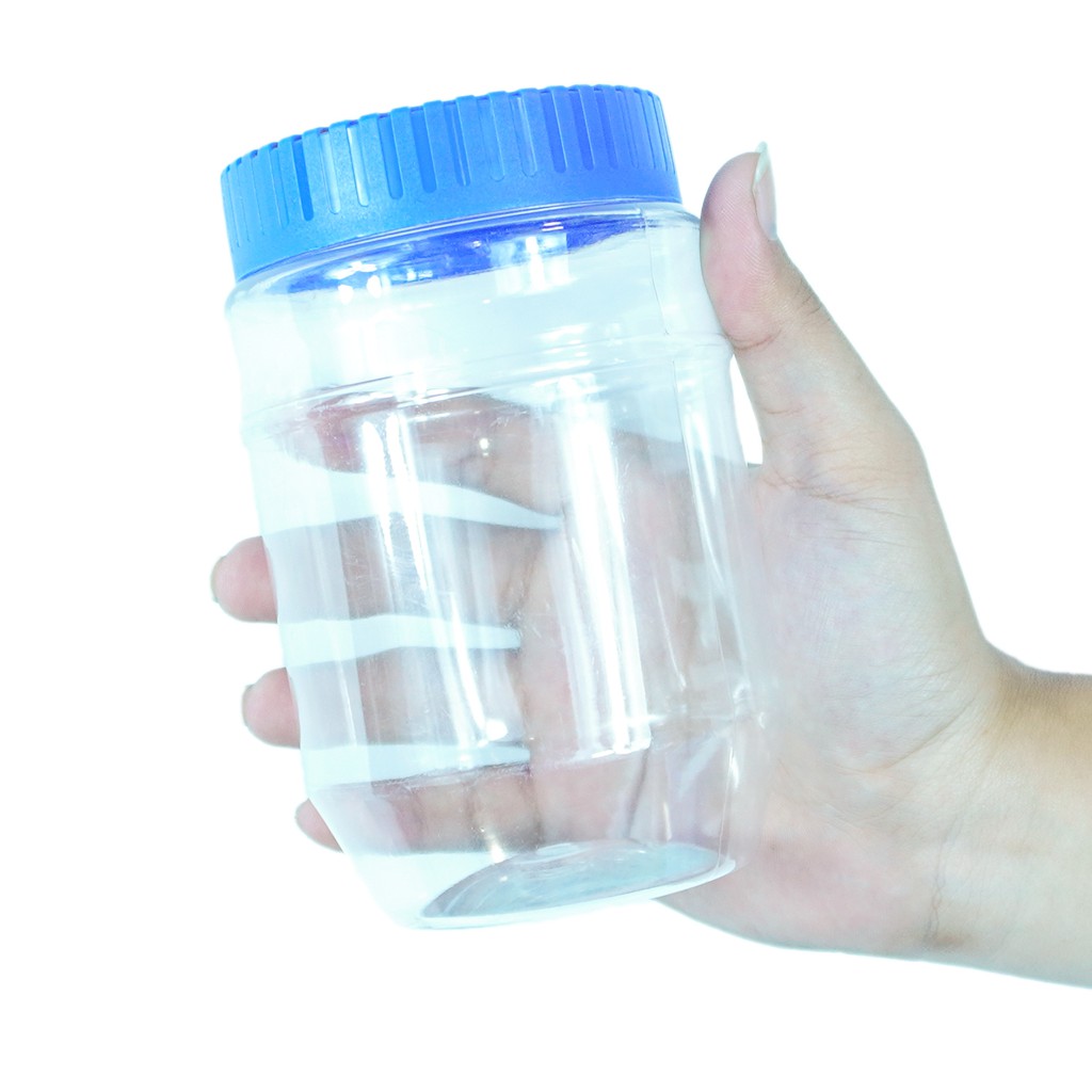H&H Plastic Bottle Clear Jar with Ribbed Line Lid Containers All ...