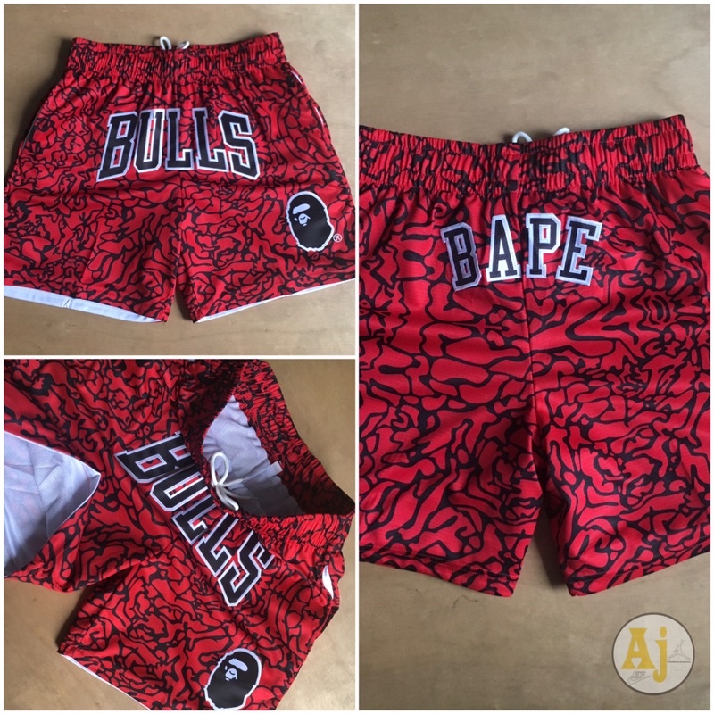 【Local Stock】 bape x chicago bulls streetwalk casual shorts premium ...