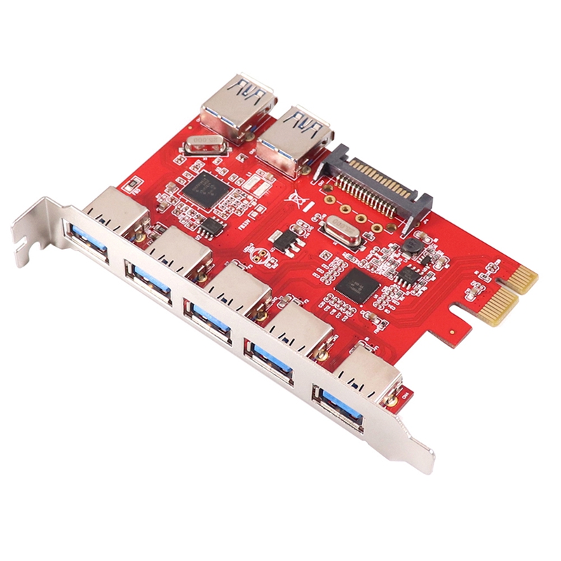 7 Ports PCIe to USB 3 3.0 Converter USB3 Hub to PCI Express Adapter ...