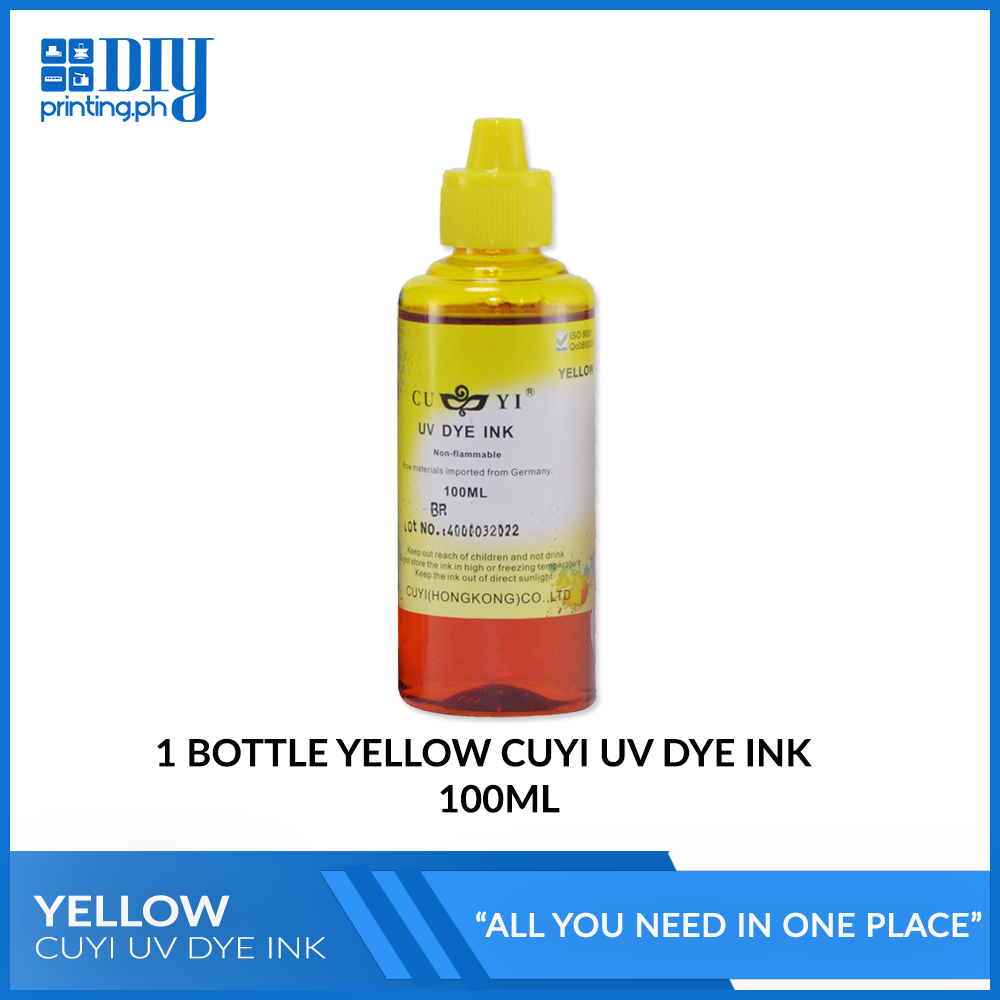 Cuyi UV Dye Ink 1 Bottle 100ml YELLOW Universal Inks for Epson, Canon ...