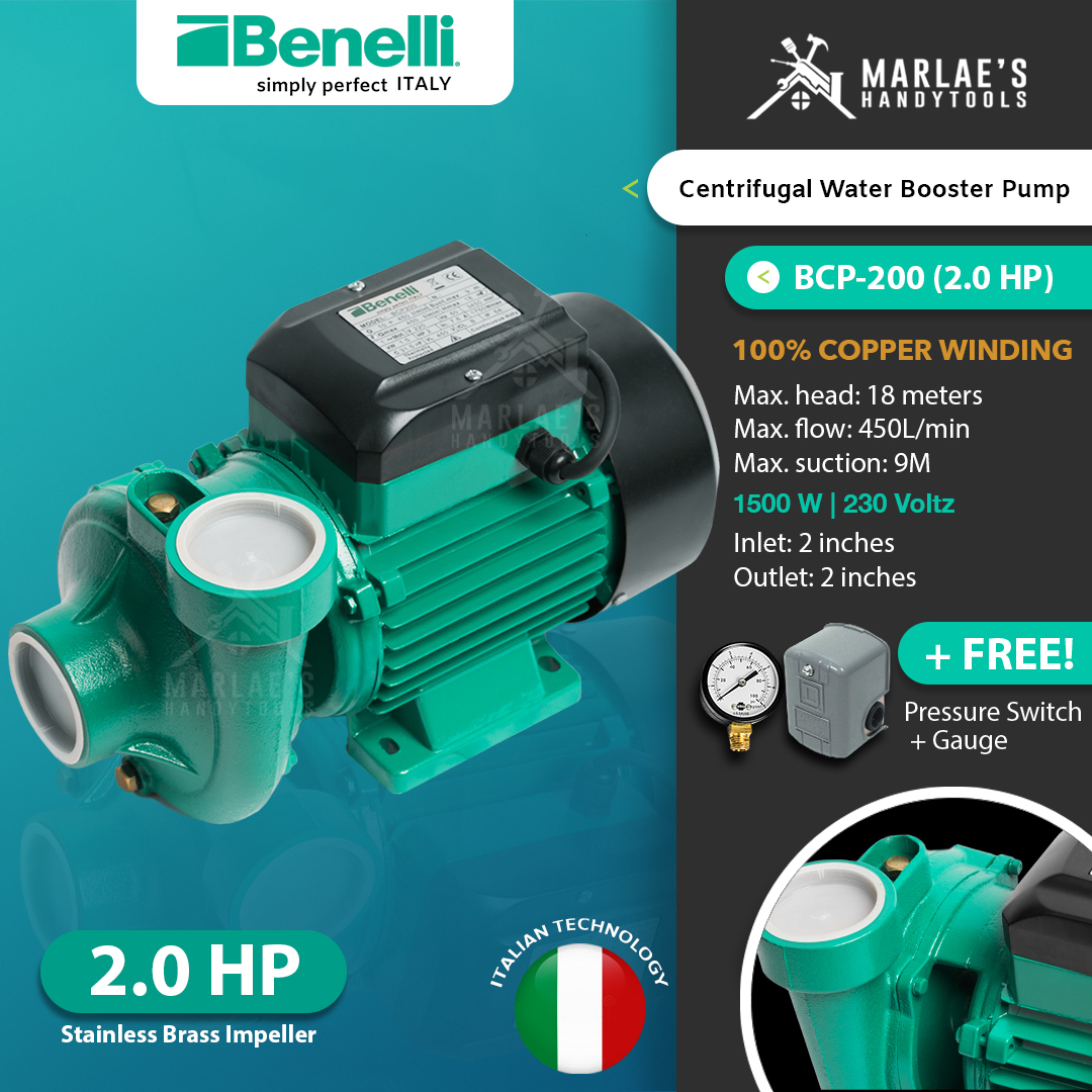 Benelli Centrifugal Water Booster Pump 2.0HP BCP200 | Lazada PH
