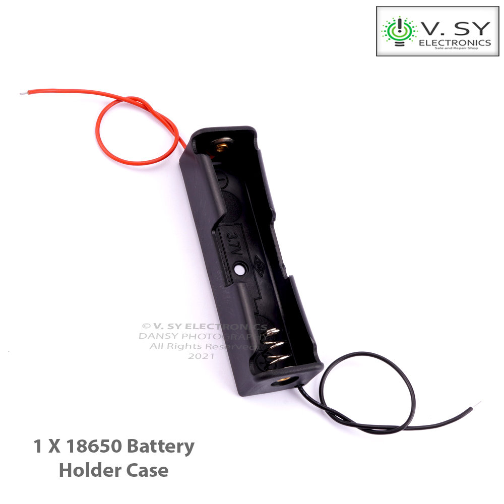 1pc. 1 Cell 1 X 18650 Battery Holder Case in Series with Wire 1 Way 1 ...