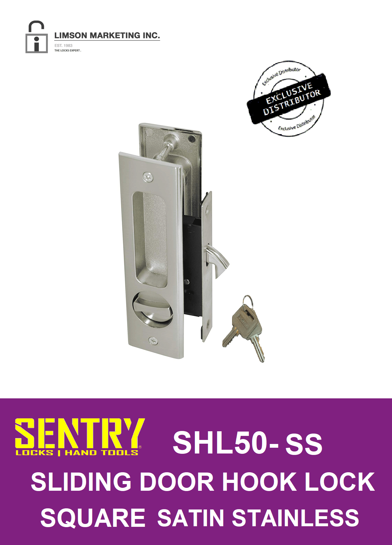 SENTRY SHL50 SLIDING DOOR HOOK LOCK SQUARE | Lazada PH