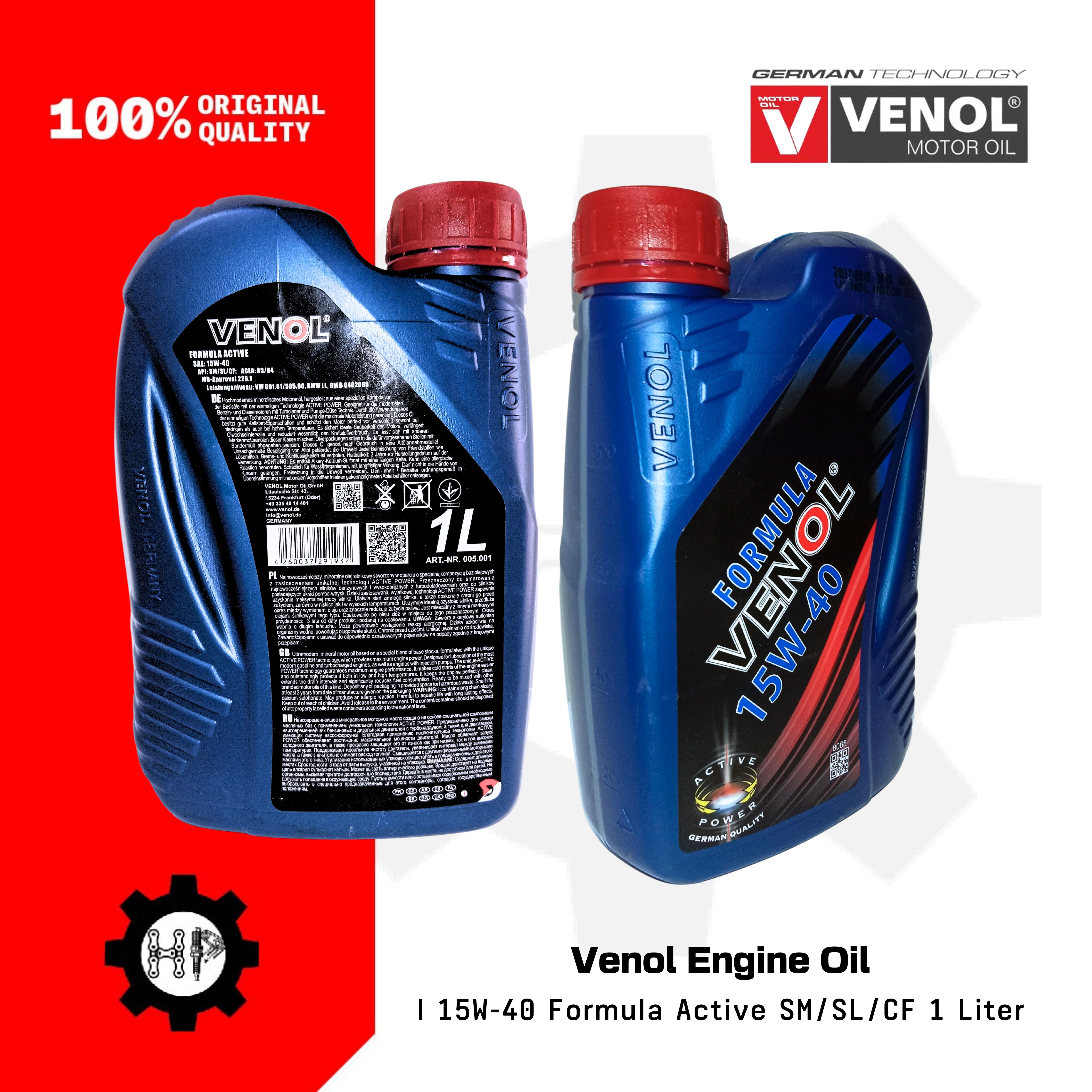 Venol Engine Oil 15W-40 Formula Active SM/SL/CF 1 Liter | Lazada PH