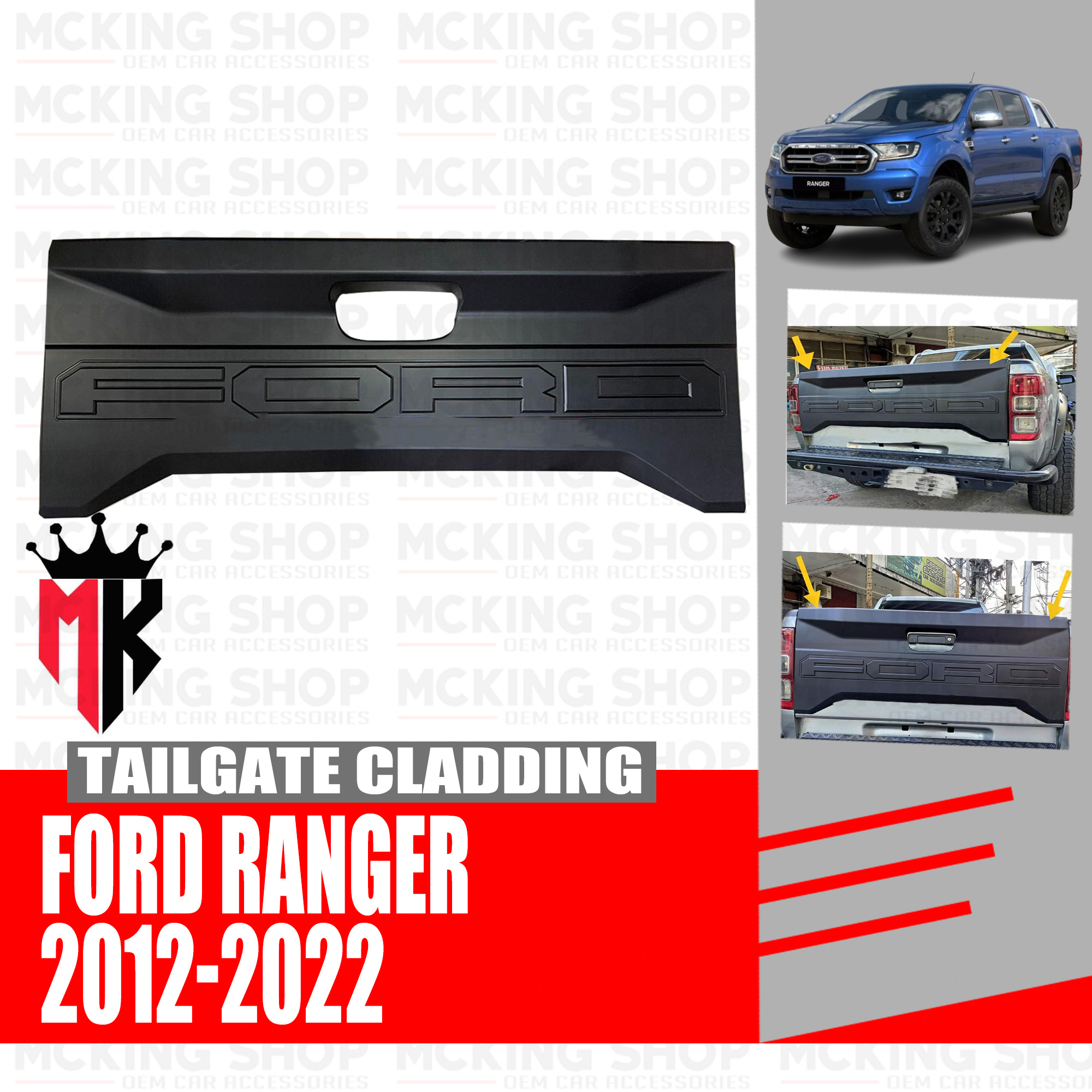 Ford Ranger 2012-2022 Rear Tailgate Cladding (Black) | Lazada PH