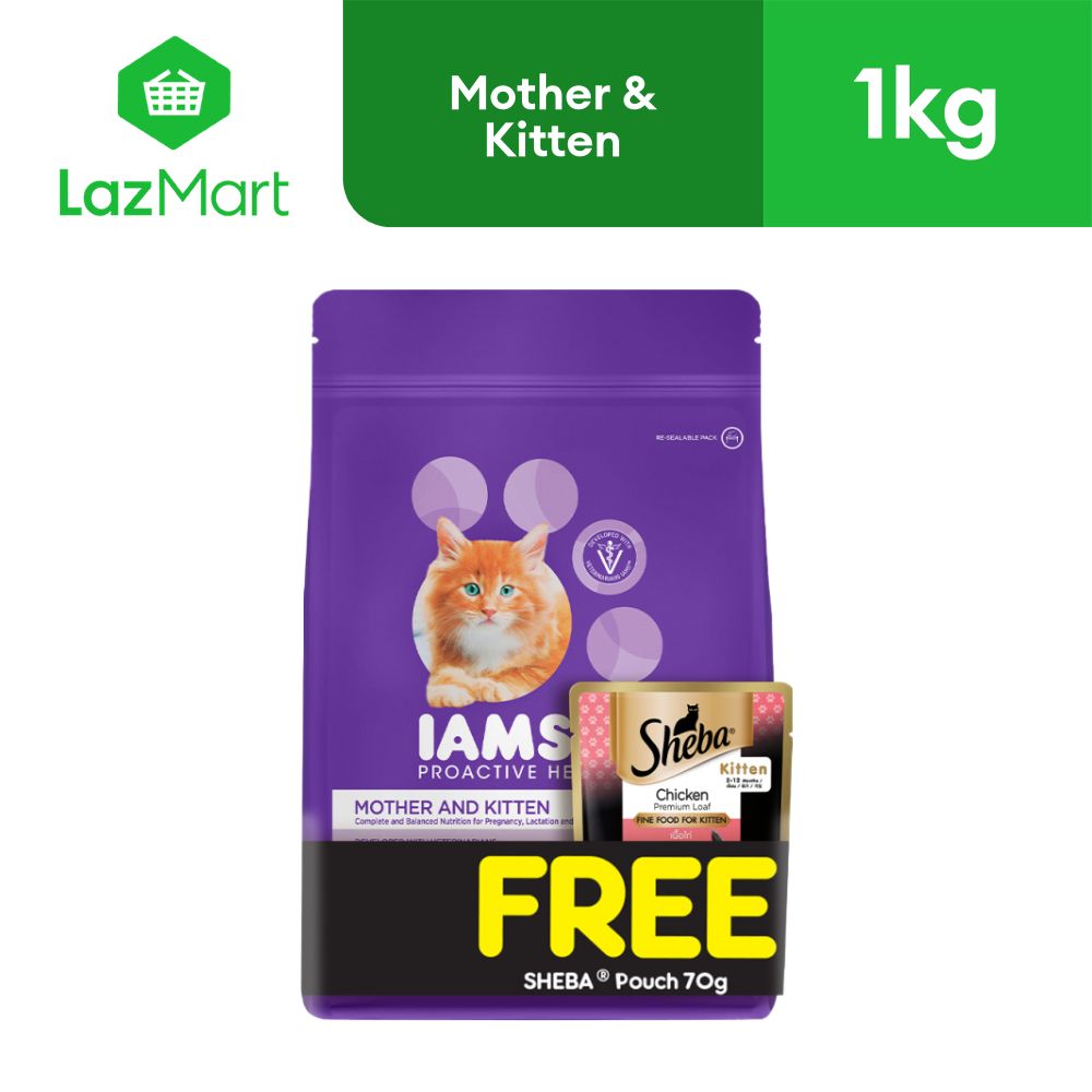 IAMS Mother & Kitten 1kg FREE Sheba Kitten Chicken 70g | Lazada PH