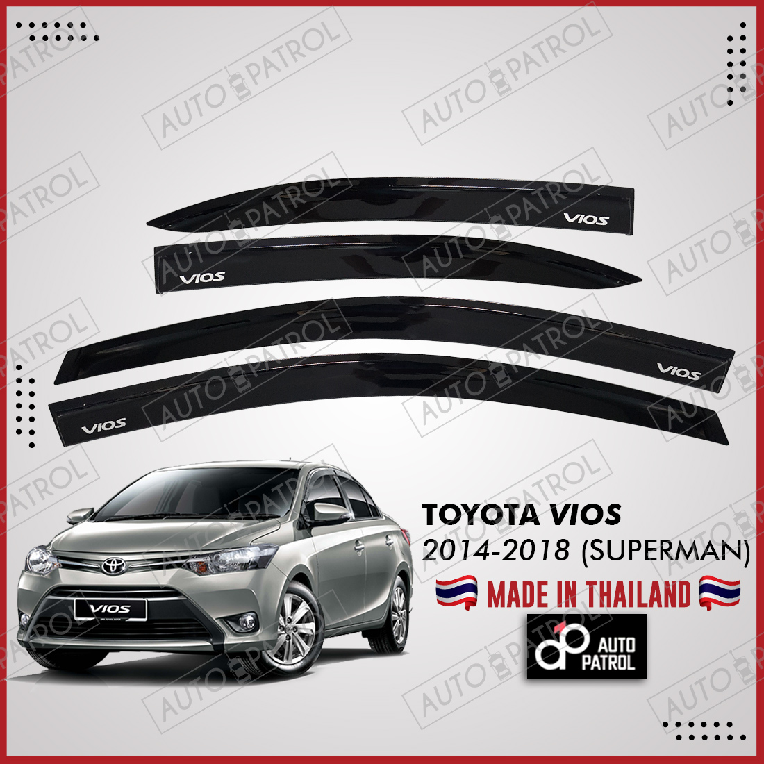 Toyota Vios 2014 - 2018 Superman Window Door Visor Black / Rain / Sun ...
