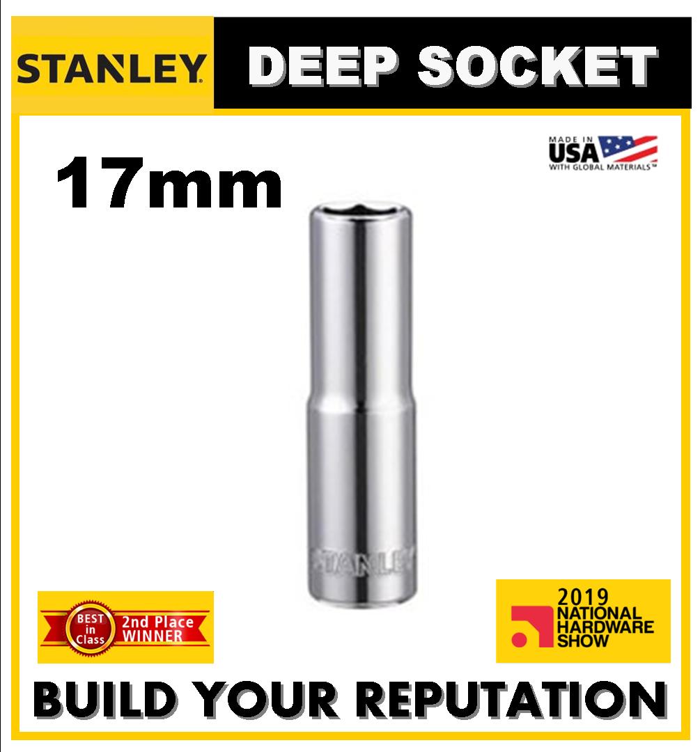 Stanley Deep Socket Bits 17mm x 6pts x 1/2 Drive CRV Socket Wrench ...