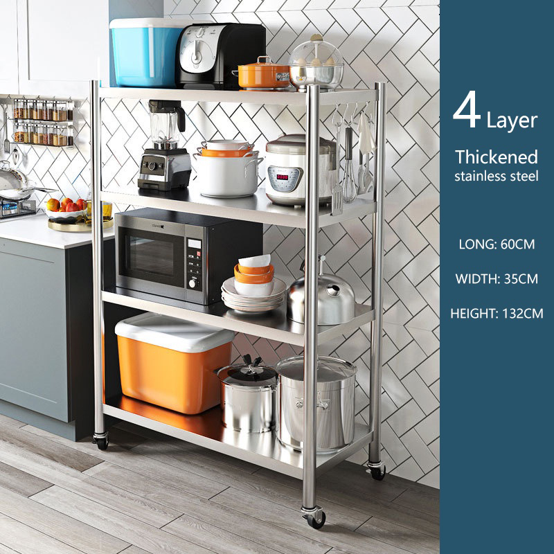304 Stainless Steel Kitchen Storage Cabinet With Wheels Kitchen Racks ...