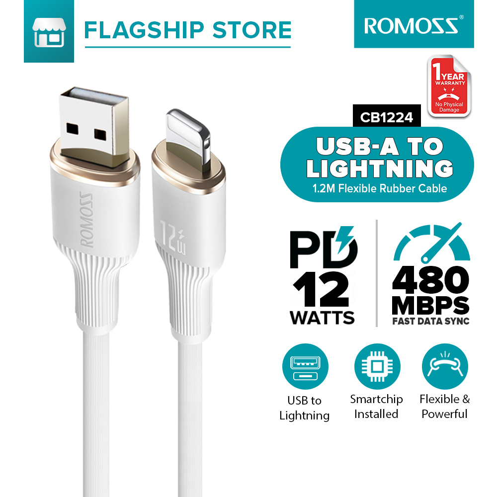 Romoss CB1224 2.4A (12W) USB to Lightning / CB1724 PD27W Type-C to ...