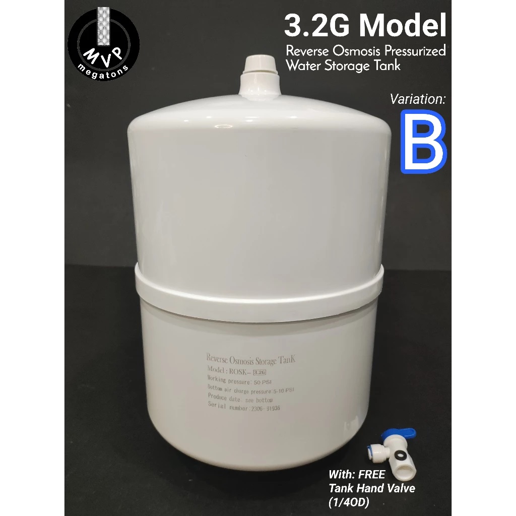 3.2G Reverse Osmosis Plastic Pressurized Water Storage Tank 1/4" BSPT ...
