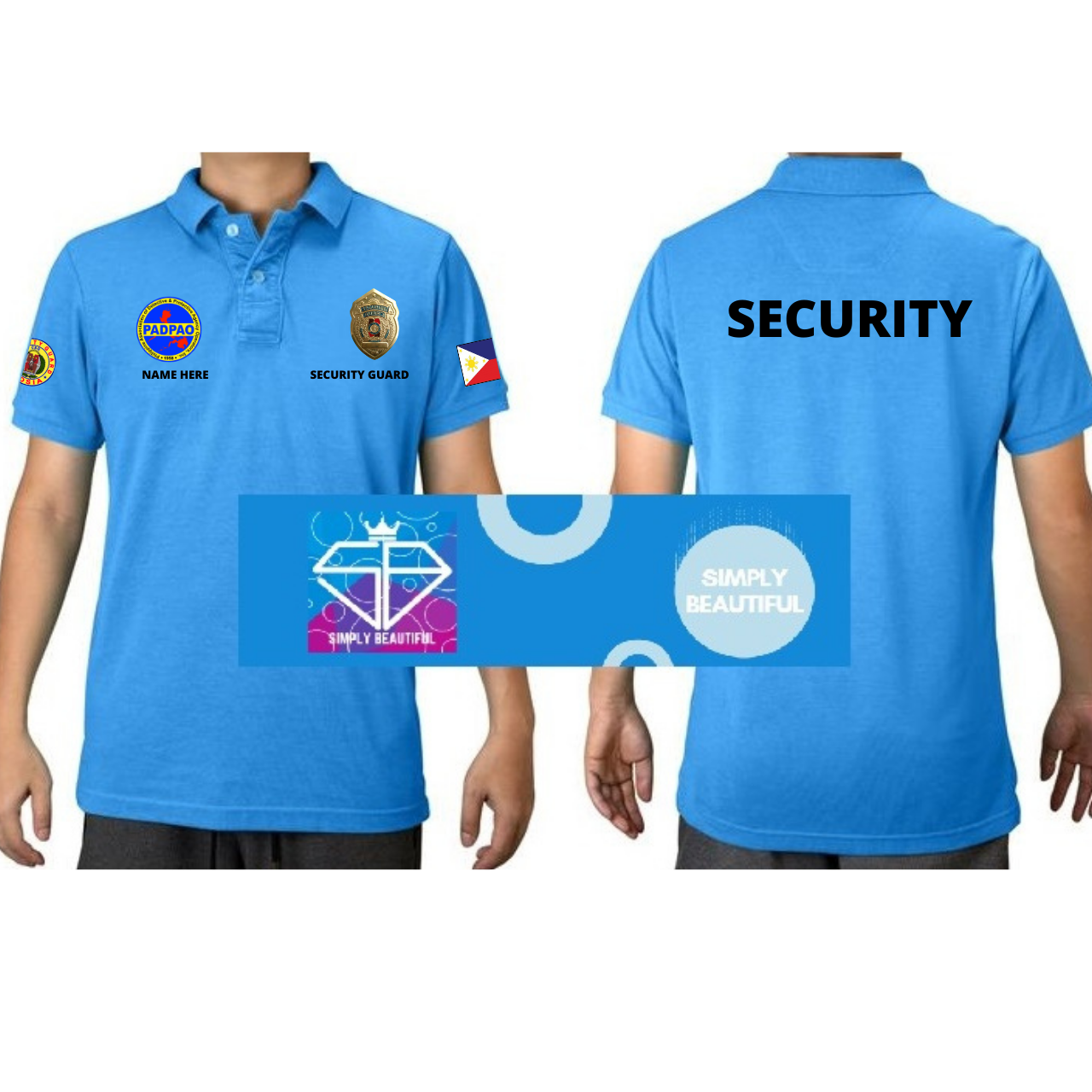SECURITY GUARD PRINTED IN AQUA BLUE POLO SHIRT 323 | Lazada PH
