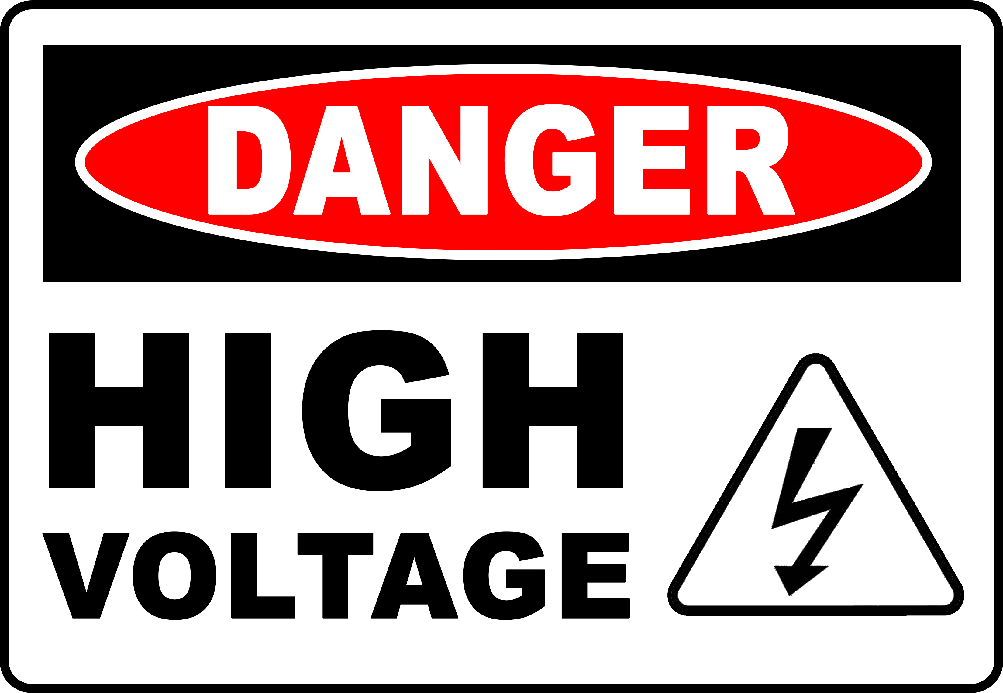 DANGER HIGH VOLTAGE SIGNAGE PVC TYPE OR PLASTIC LAMINATED 250GSM ...