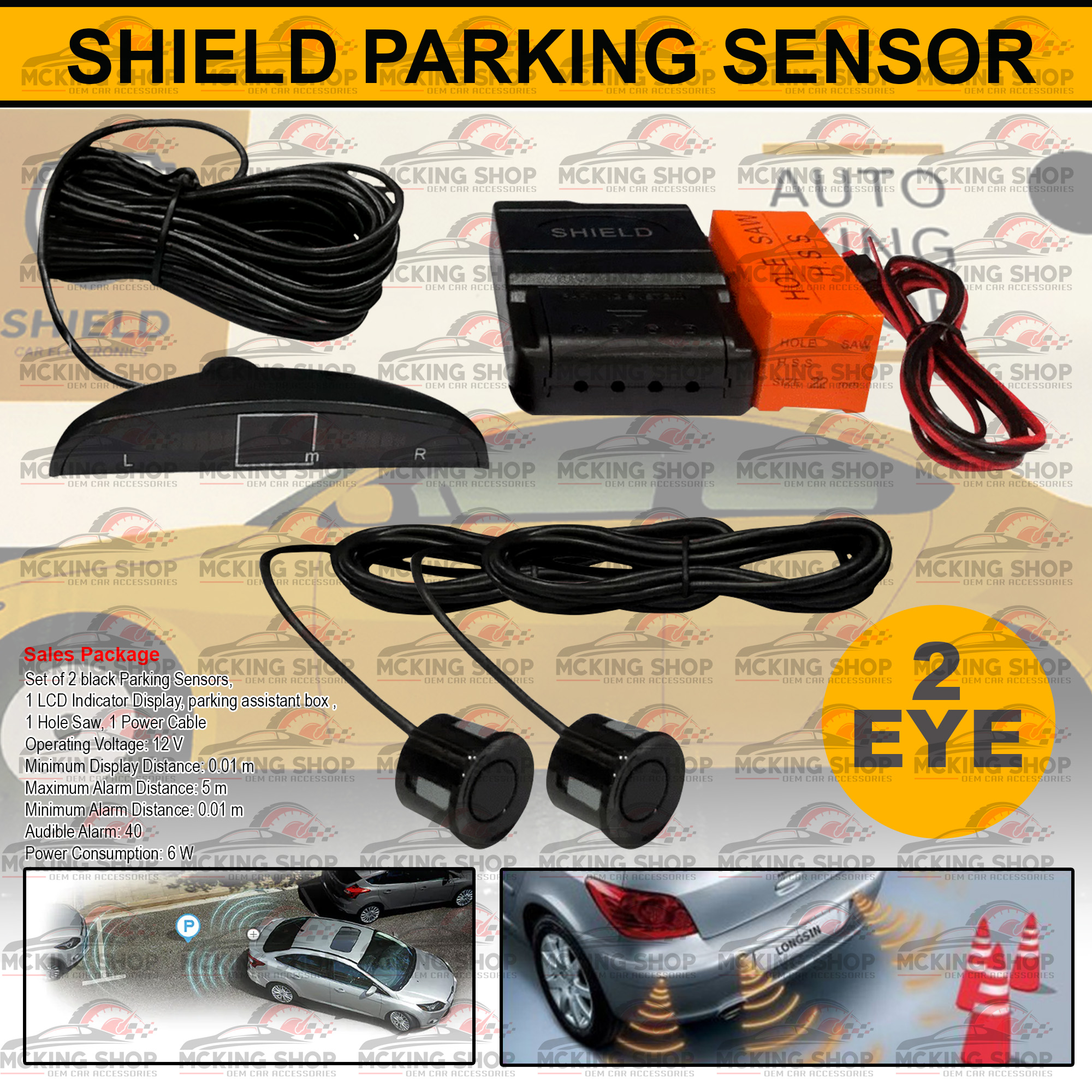 Universal 2 Eye Rear Bumper Reverse Parking Auto Parking Sensor | Lazada PH