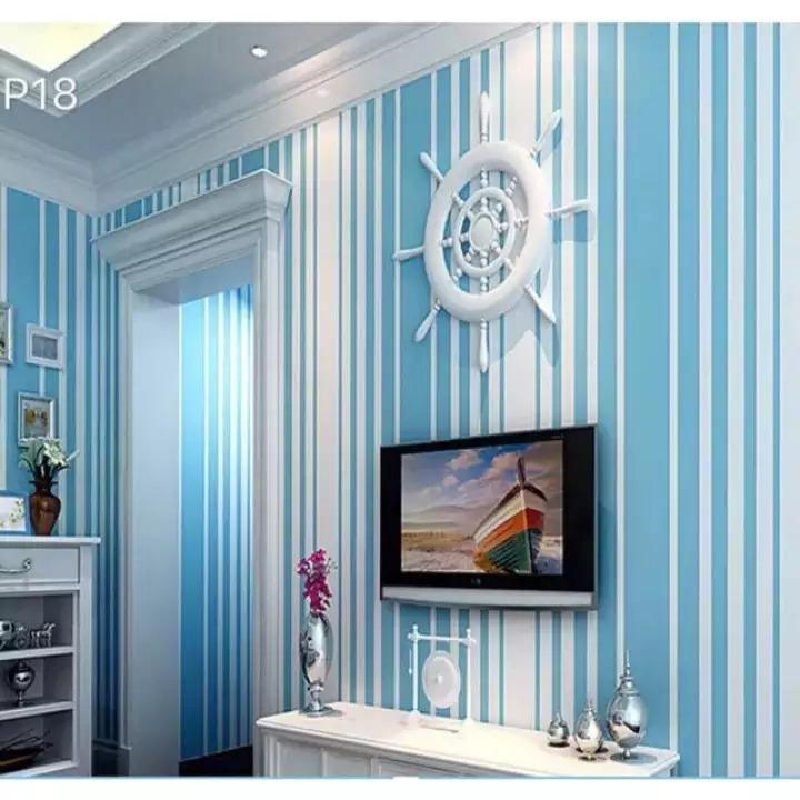 HM wallpaper blue stripes design 10 meters by 45cm wallpaper self ...