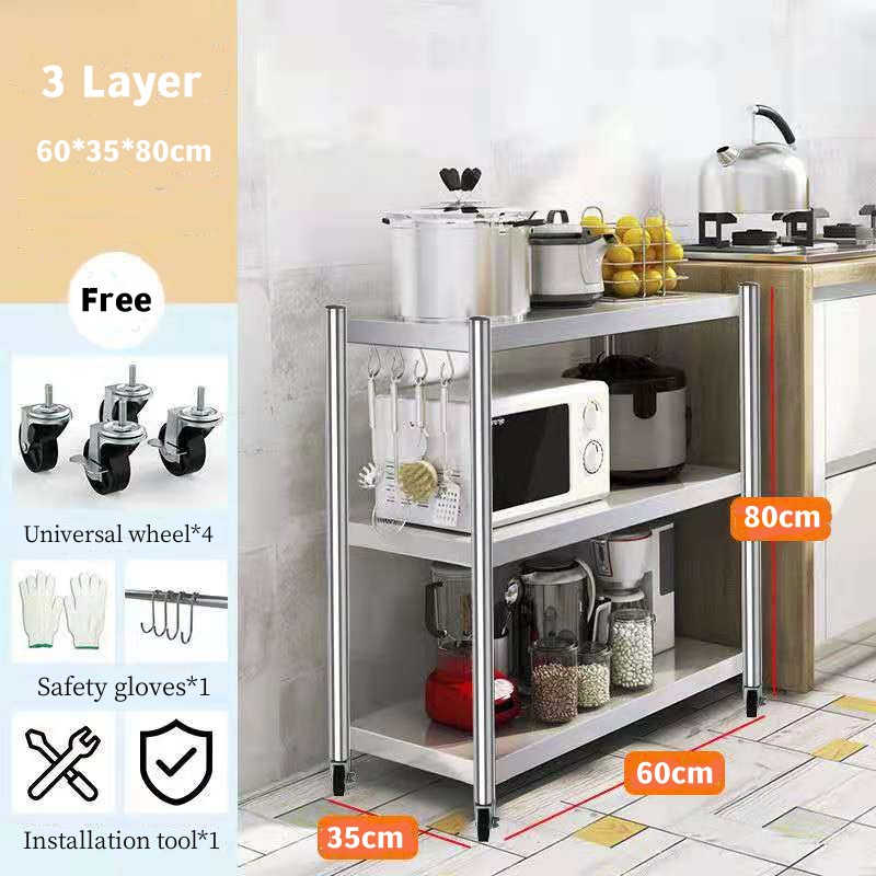 Kitchen Storage Rack Organizer Heavy Duty with wheel 304 Stainless ...