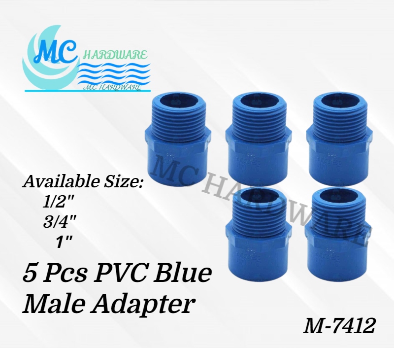 MC HARDWARE M-7412 5 Pcs PVC Blue Fittings Male Adaptor | Lazada PH