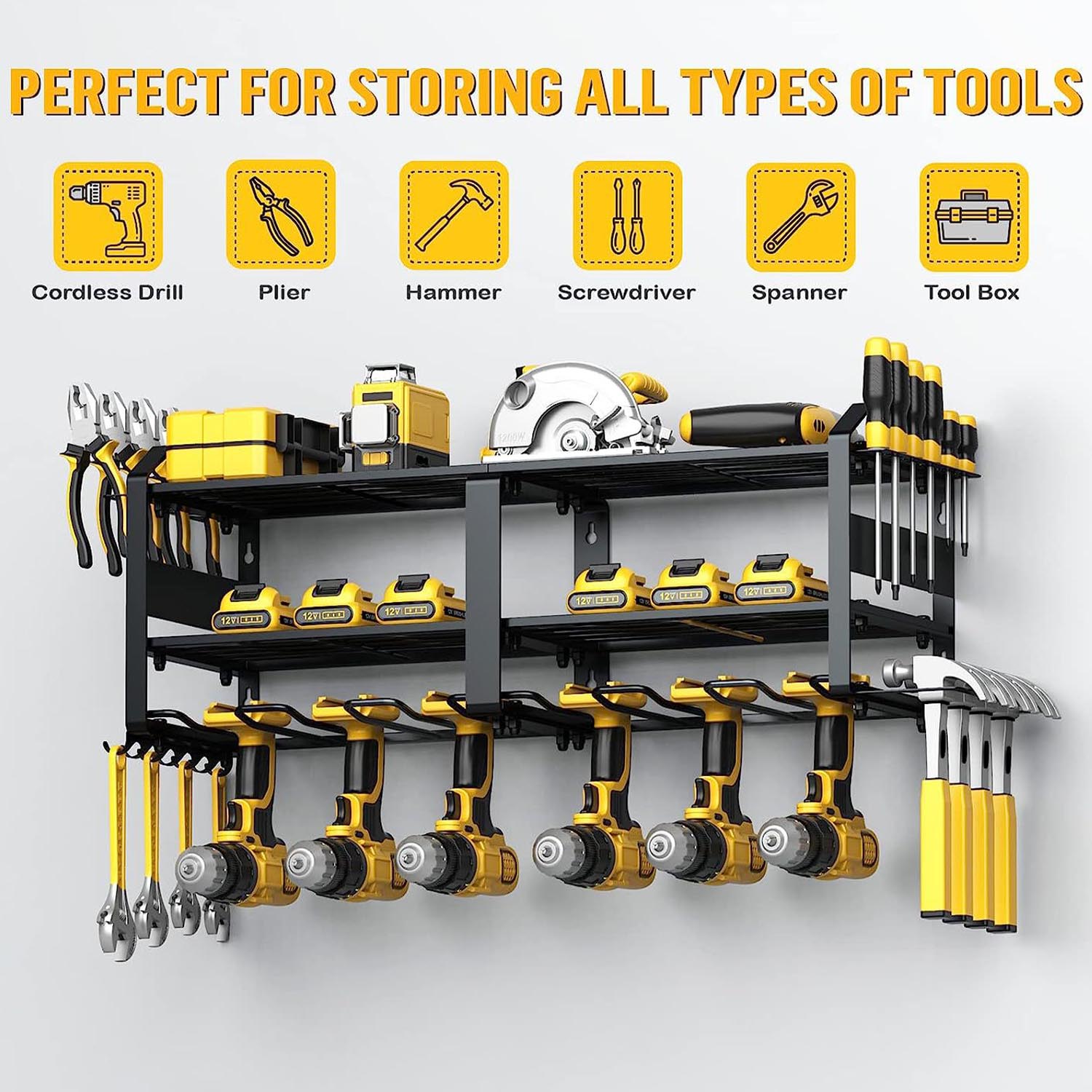 Power Tool Organizer Wall Mount Garage Tool Drill Holder Storage Heavy ...