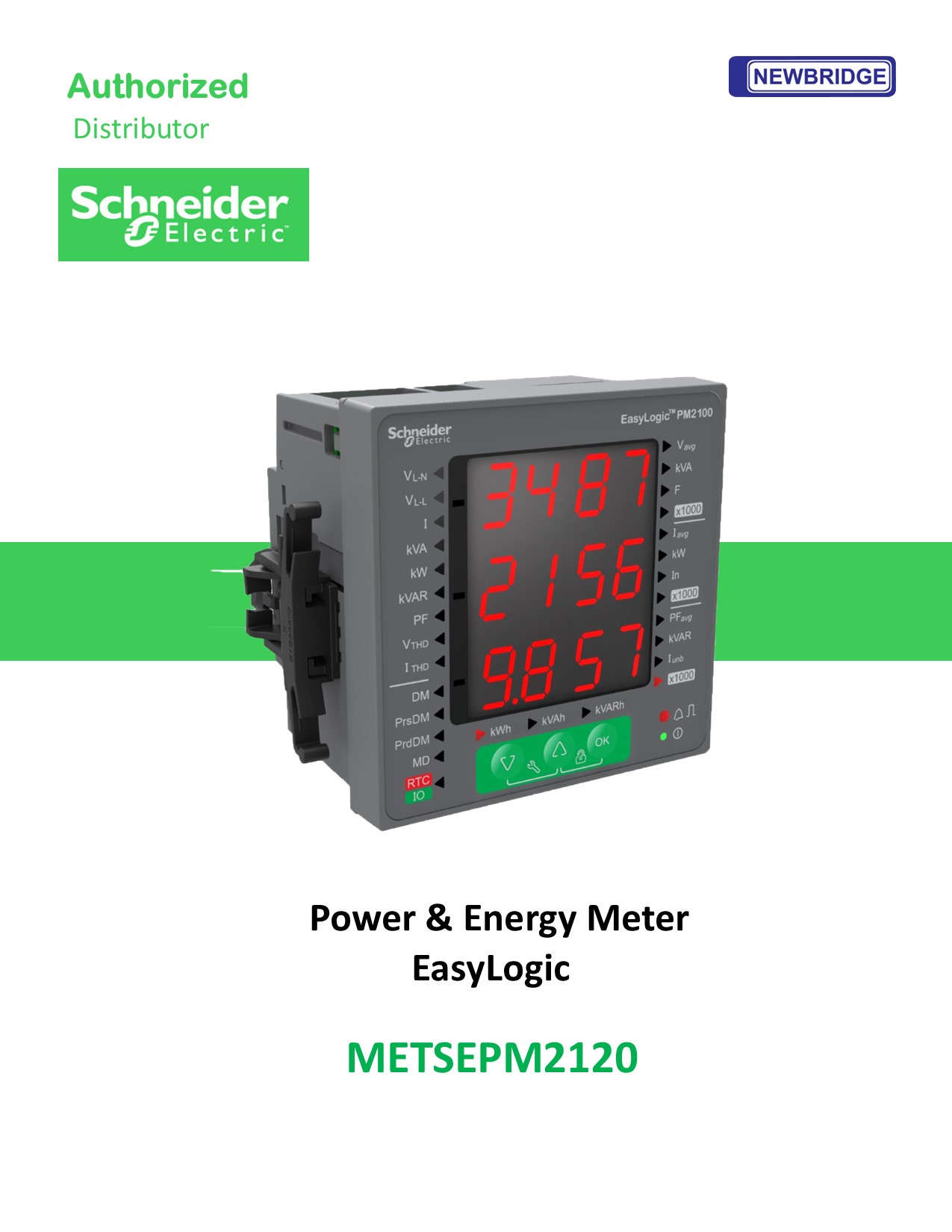 EasyLogic PM2120, Power & Energy meter, up to 15th H, LED, RS485, class 1 by Schneider Electric ...