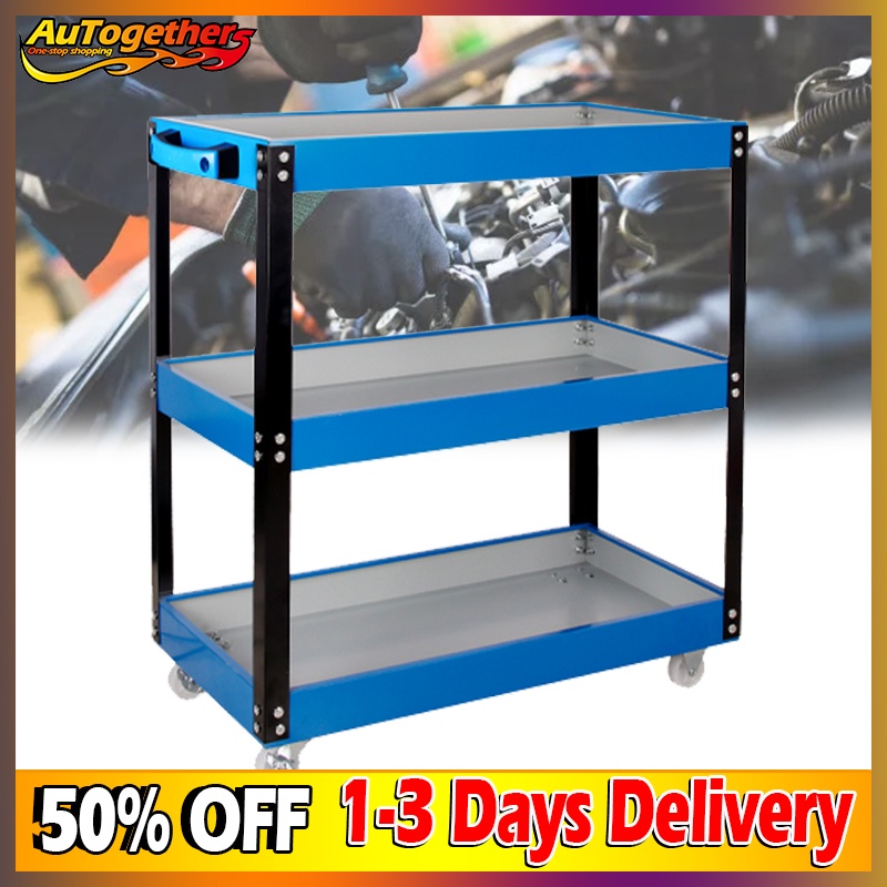 3 Layer Trolley Hand Push Tool Cart For Tool Storage Parts Car Auto ...