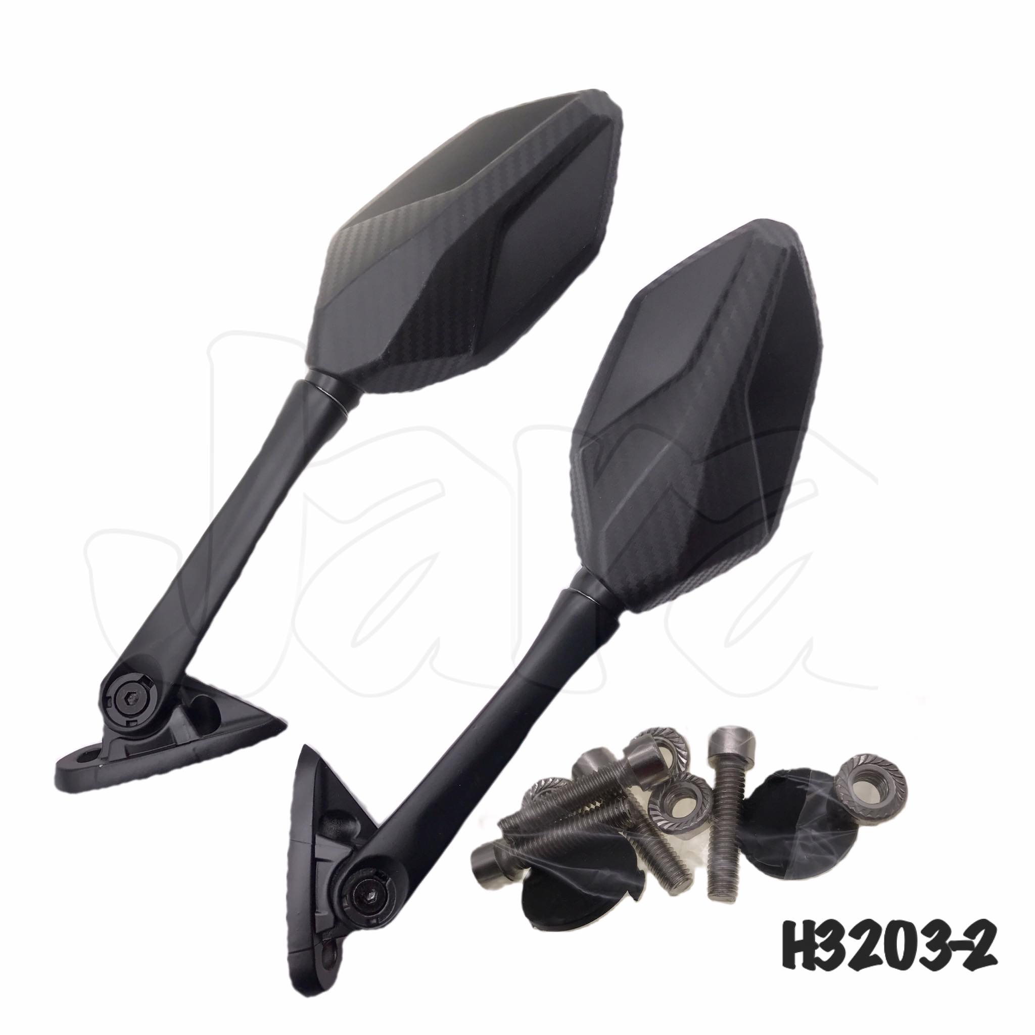 YAMAHA R25 NMAX CARBON BLACK CLEAR SIDE MIRROR LONG STEM MOTORCYCLE ...