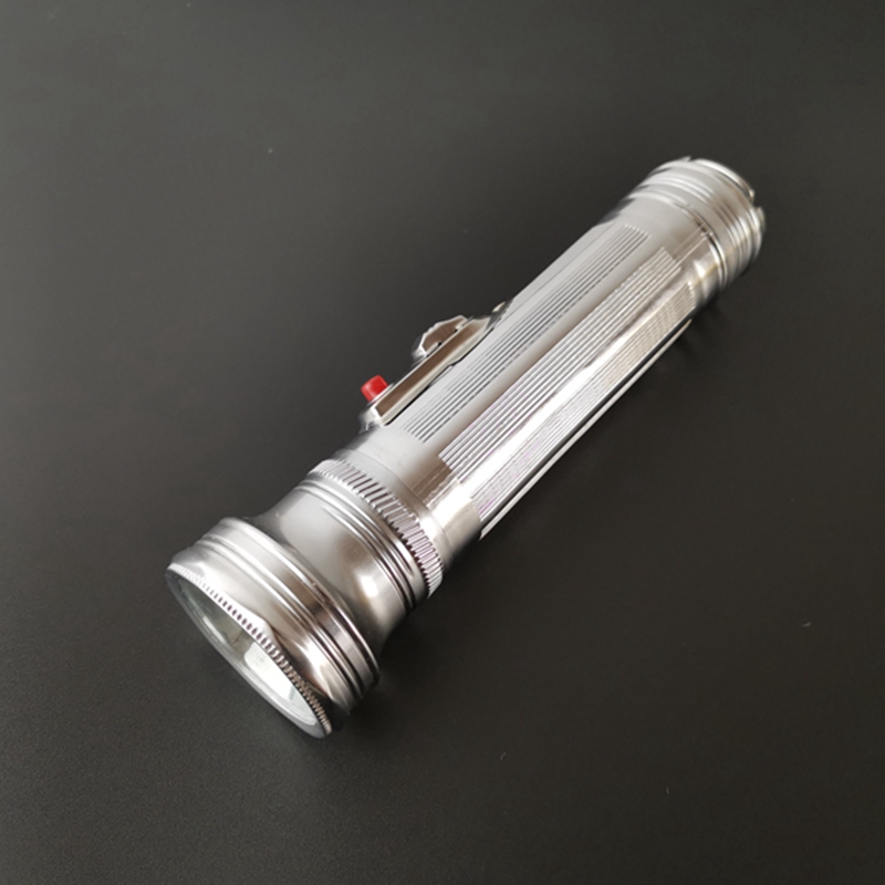 Old flashlight tin No.1 battery yellow light bulb lighting home ...