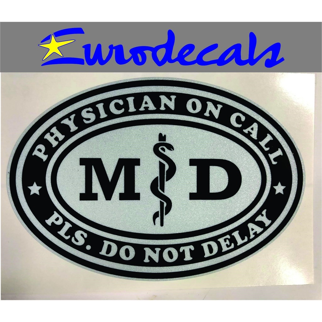 Eurodecals Physician on call MD Logo Reflective Sticker load 10 army ...