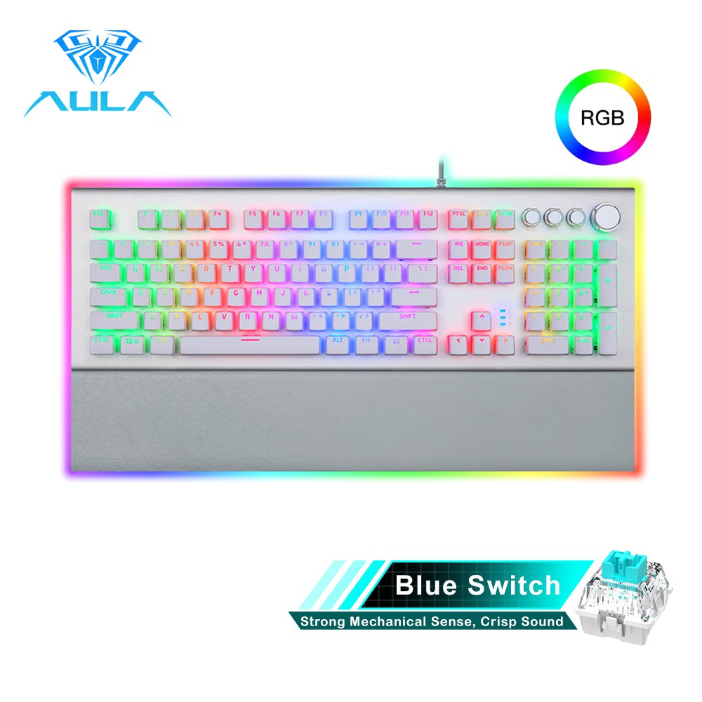 Aula L2098 RGB Mechanical Gaming Keyboard [White] | Lazada PH