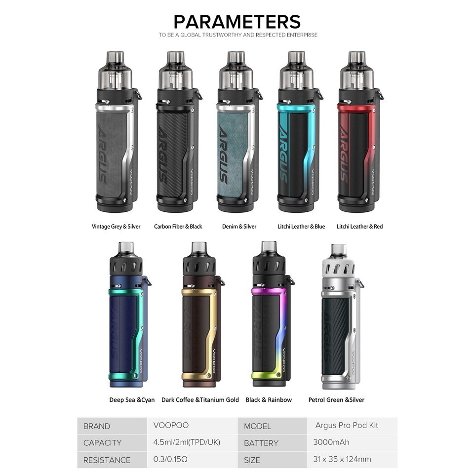 VOOPOO ARGUS PRO NEW COLORS! 80W Pod Kit 3000mAh With PNP Tank Original ...