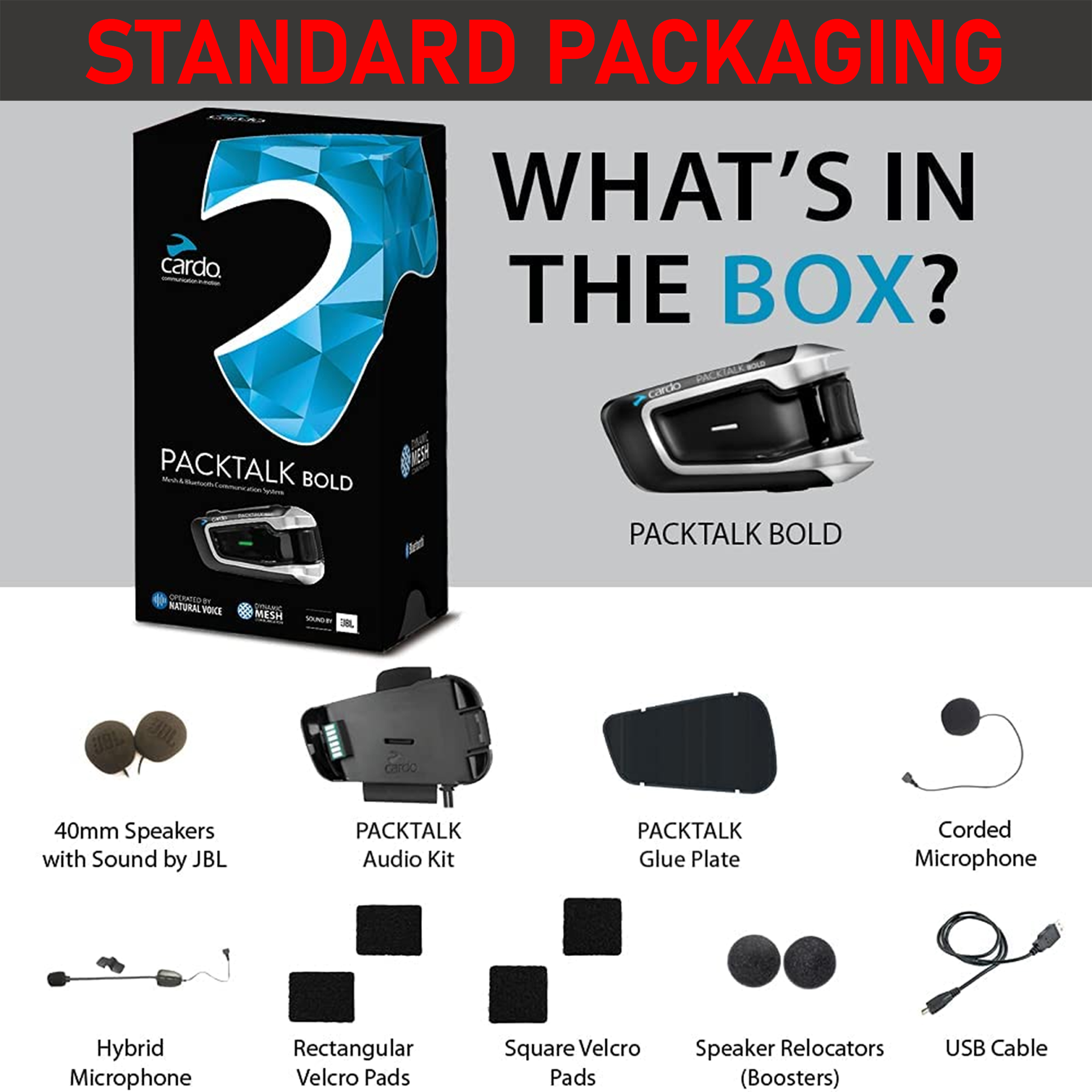 Cardo Packtalk Bold | JBL 40mm Speakers | Motorcycle Intercom ...