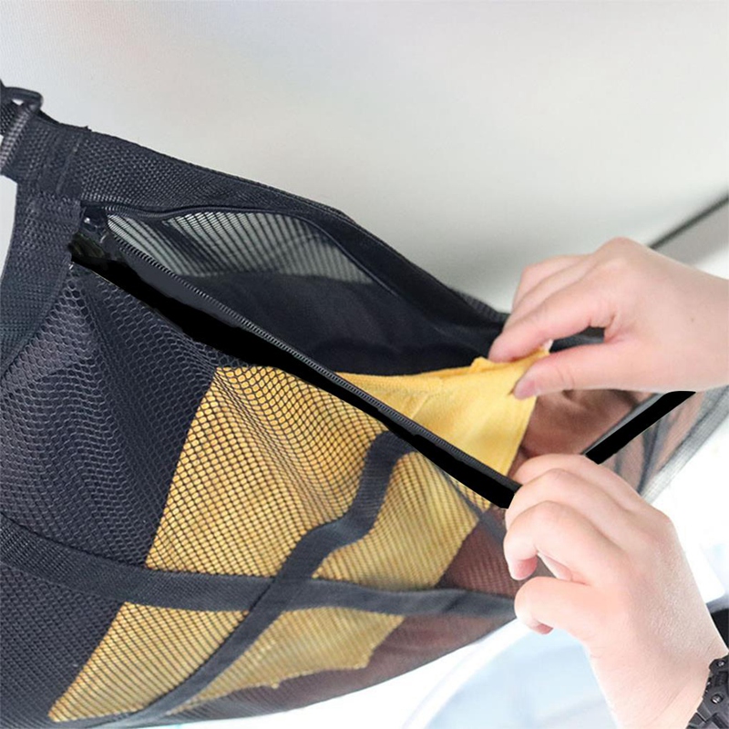 Car Ceiling Storage Net Pocket 90X65cm Car Roof Interior Cargo Net Bag ...