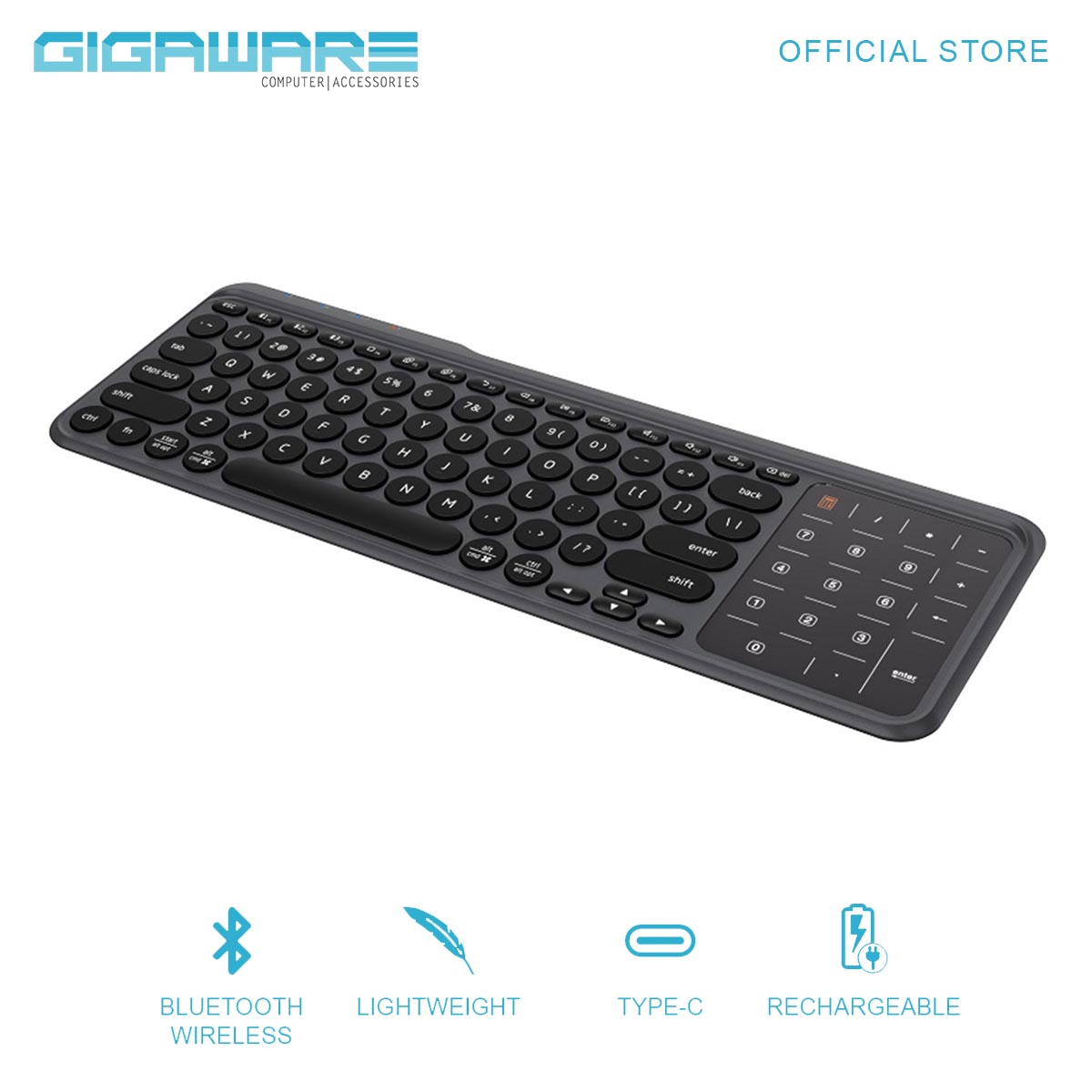 Gigaware KS003 Bluetooth 3-Channels Wireless Keyboard with Touch Screen ...