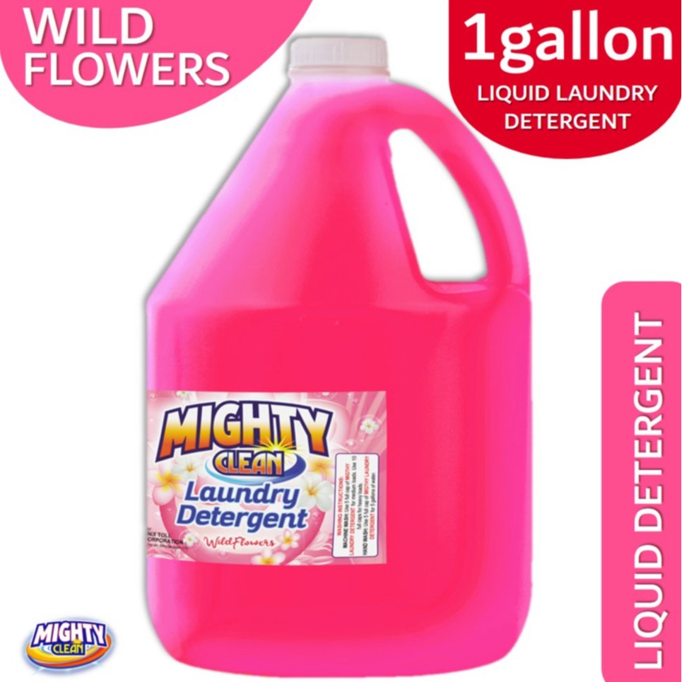 dishwashing liquid Mighty Clean Liquid Laundry Detergent Wildflowers ...