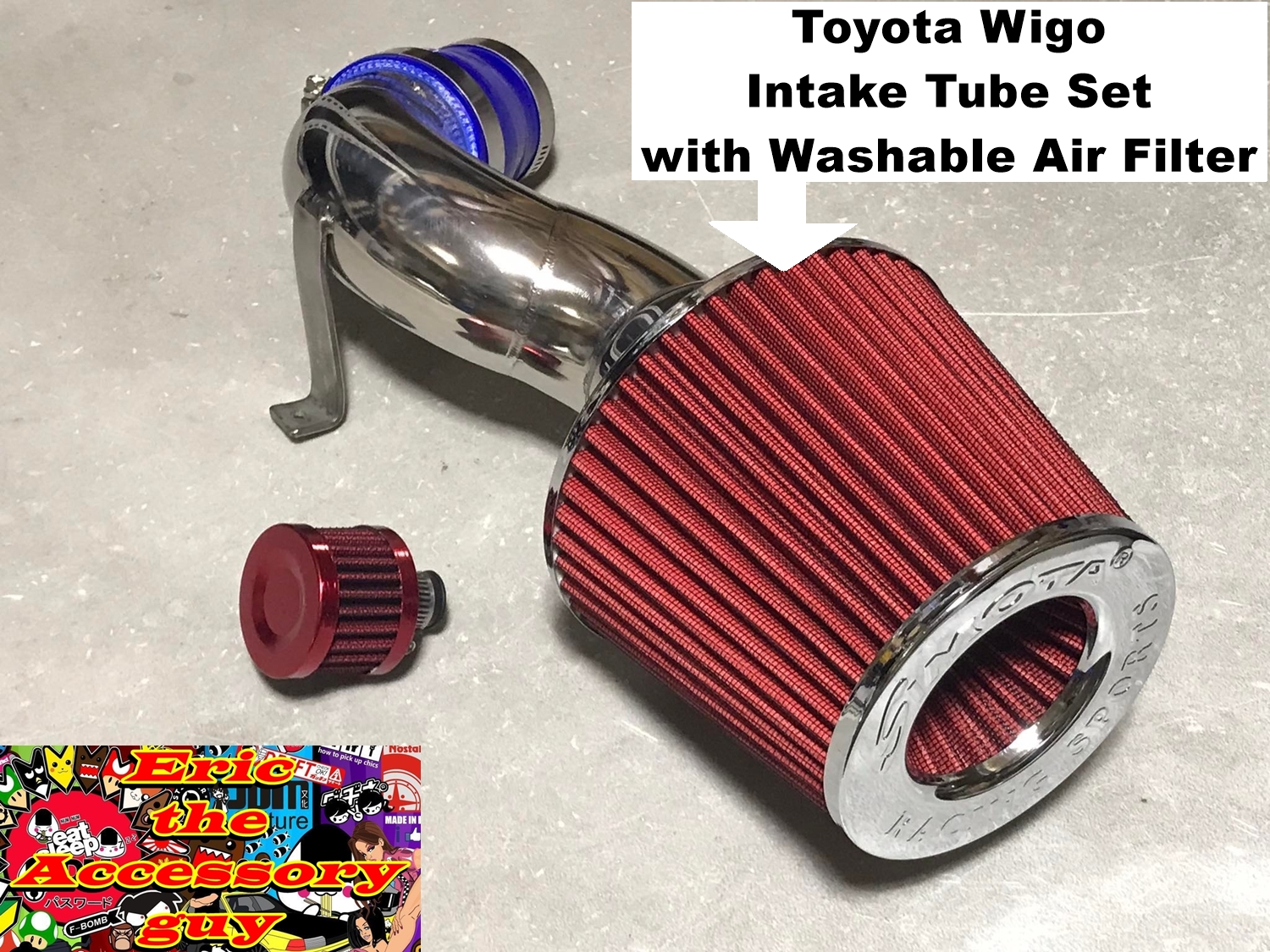 Toyota Wigo Performance Air intake tube set with RED Simota Air Filter ...