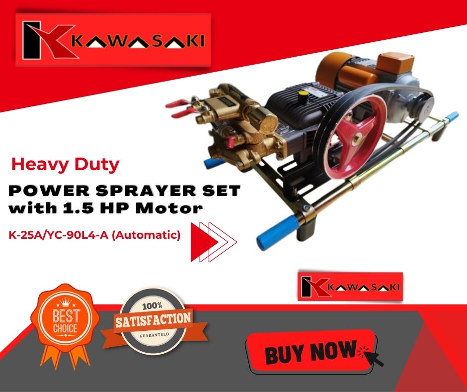 KAWASAKI POWER SPRAYER SET W/ 1.5HP MOTOR - K-25A/YC-90L-A (AUTOMATIC ...